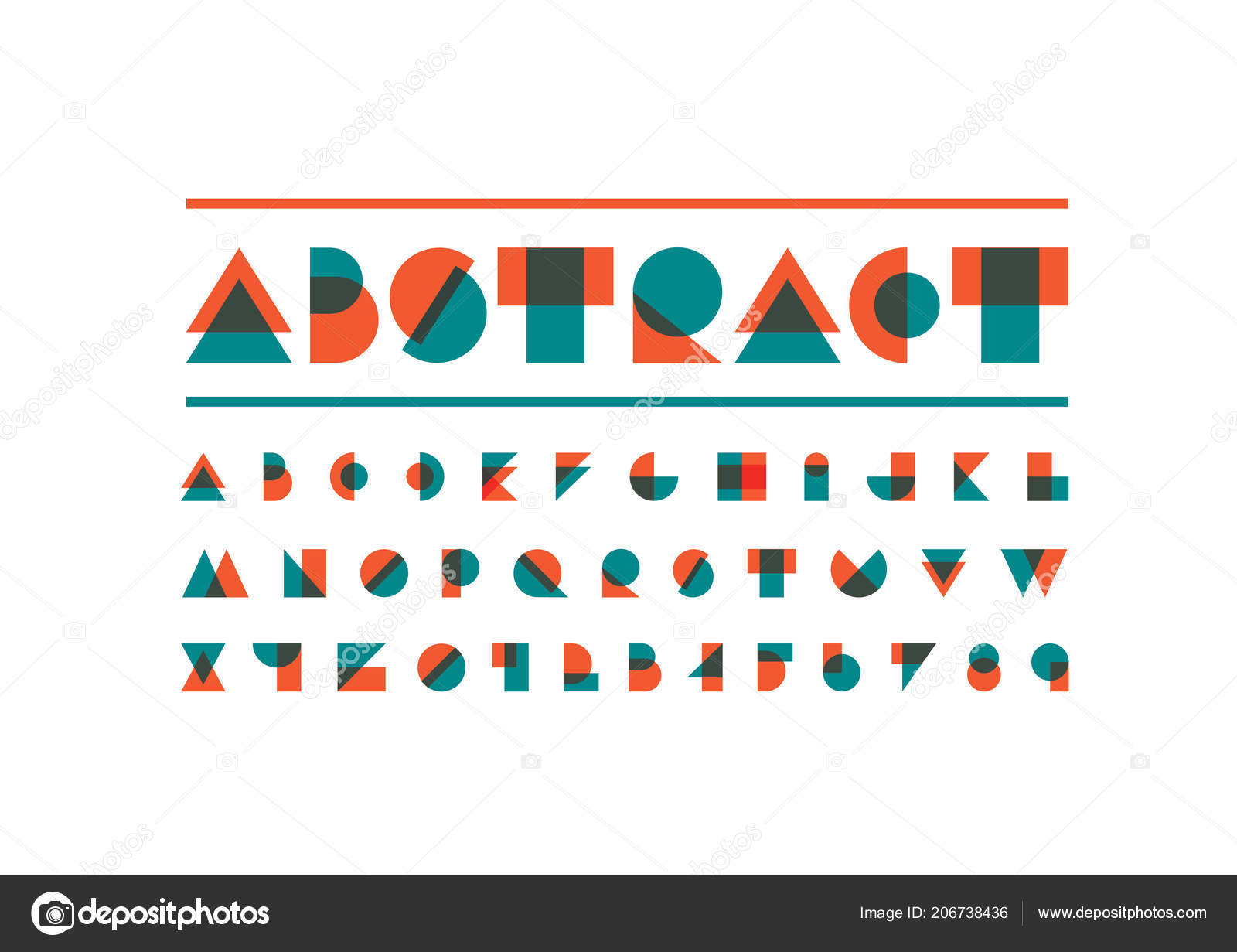 Alfabeto Abstracto Simple Estilo Minimalista Letras Números — Vector de ...