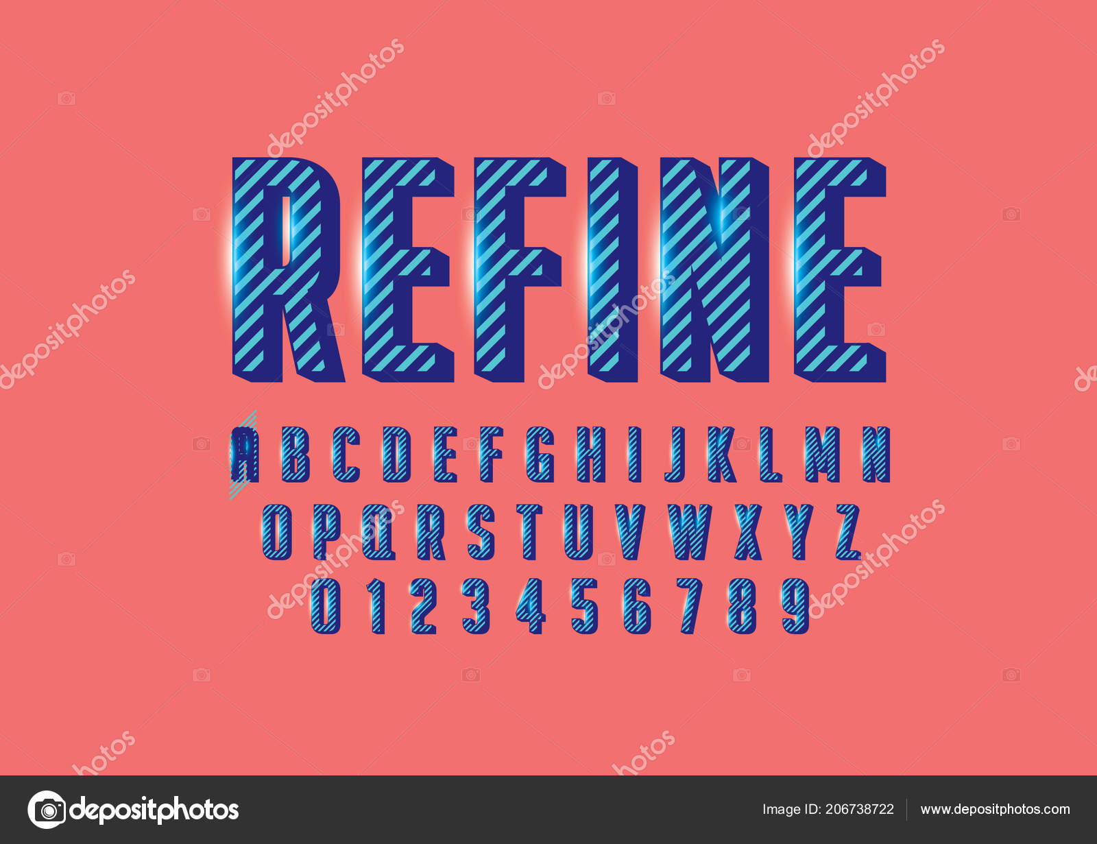 Refinar Alfabeto Estilizado Letras Números imagem vetorial de ...