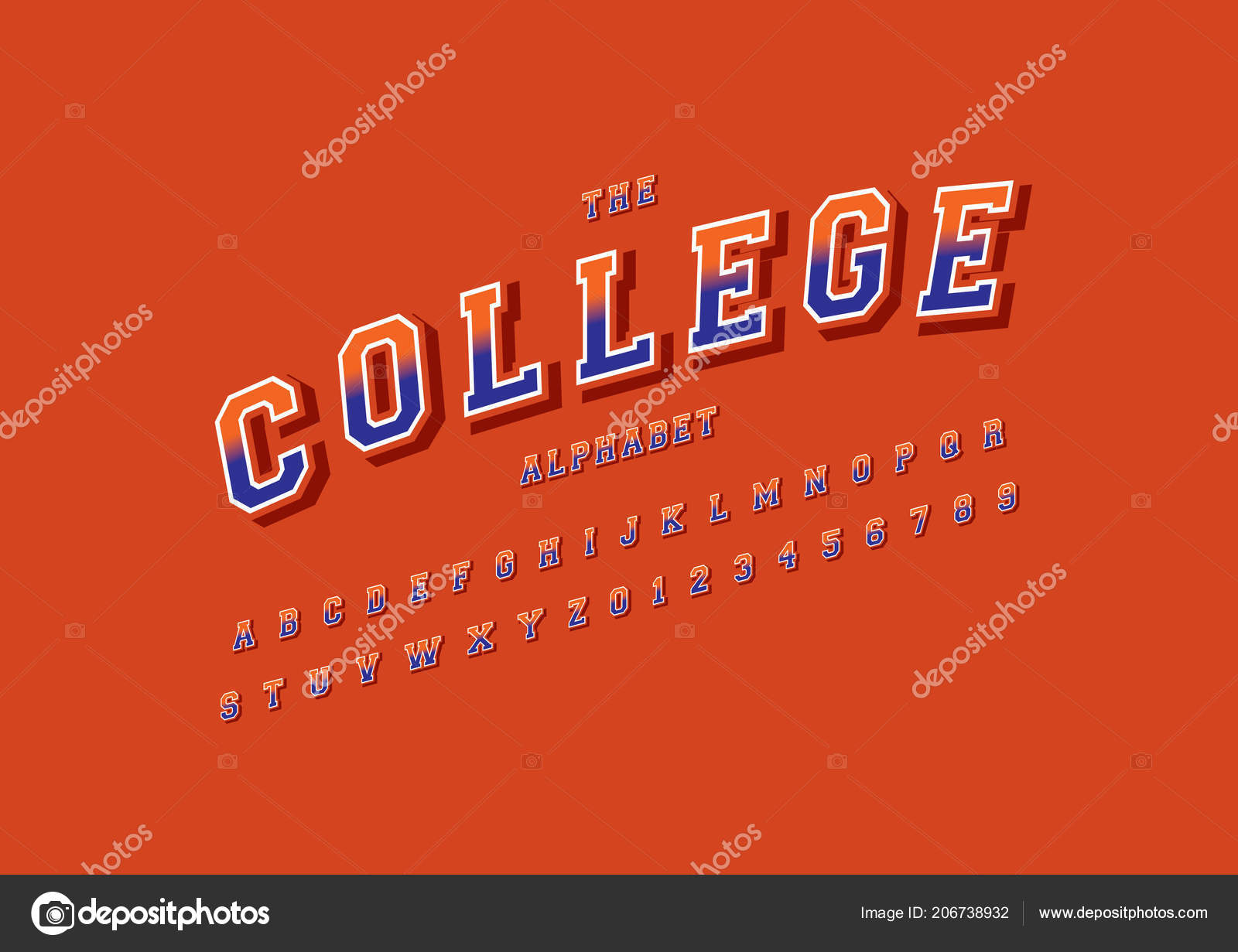 College Alphabet Minimal Style Letters Numbers Stock Vector by ...