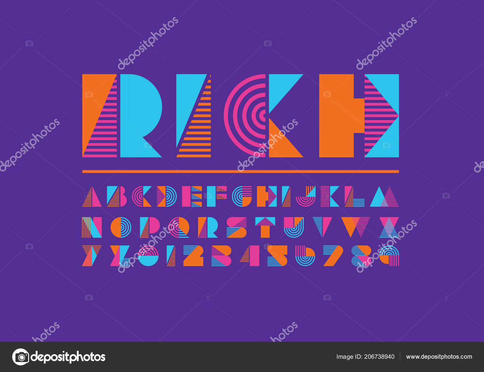 Rich Alphabet Minimal Style Colourful Letters Numbers Stock Vector by ...