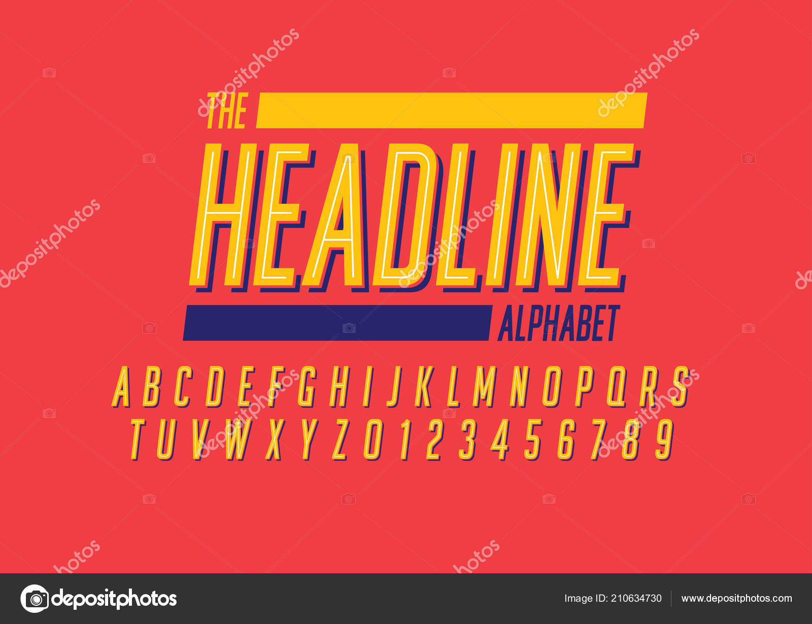 Headline Font Alphabet Template Colorful Vector Illustration Stylized ...