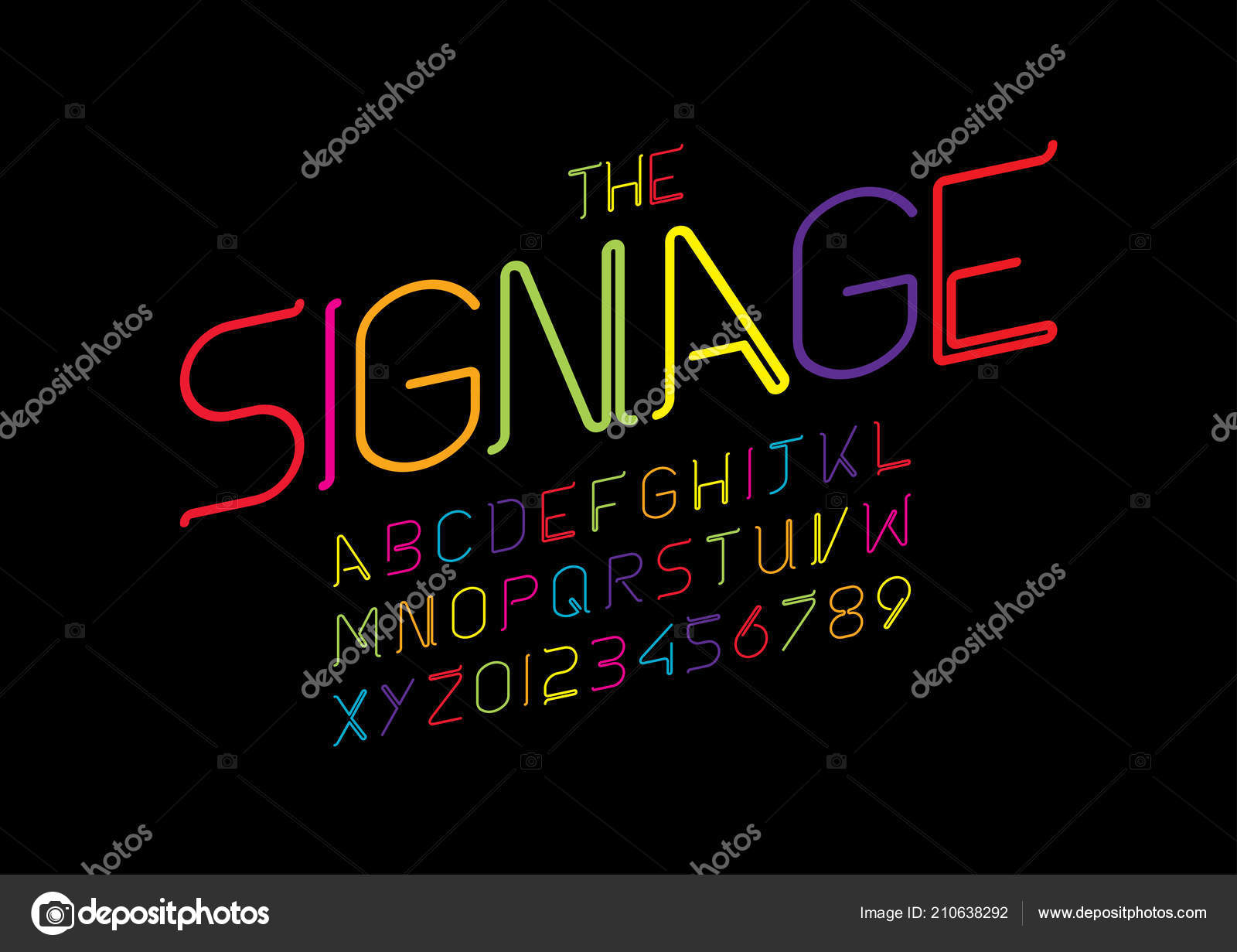 Signage Font Alphabet Template Colorful Vector Illustration Stylized ...