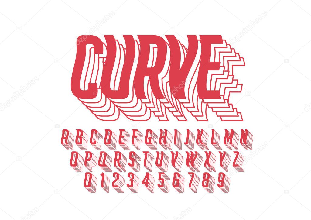 Curva Fuente Plantilla Alfabeto Ilustración Vectorial Colorida Fuente ...