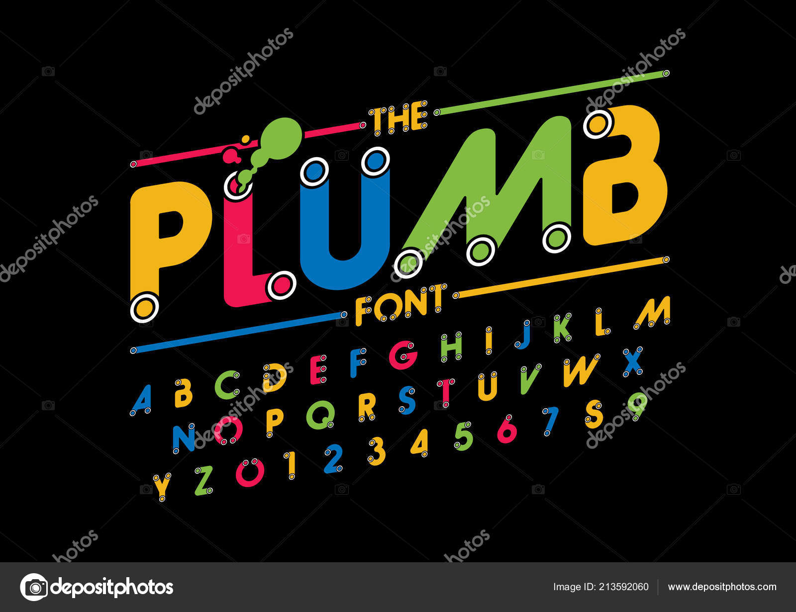 Plumb Design Font Alphabet Template Colorful Vector Illustration ...