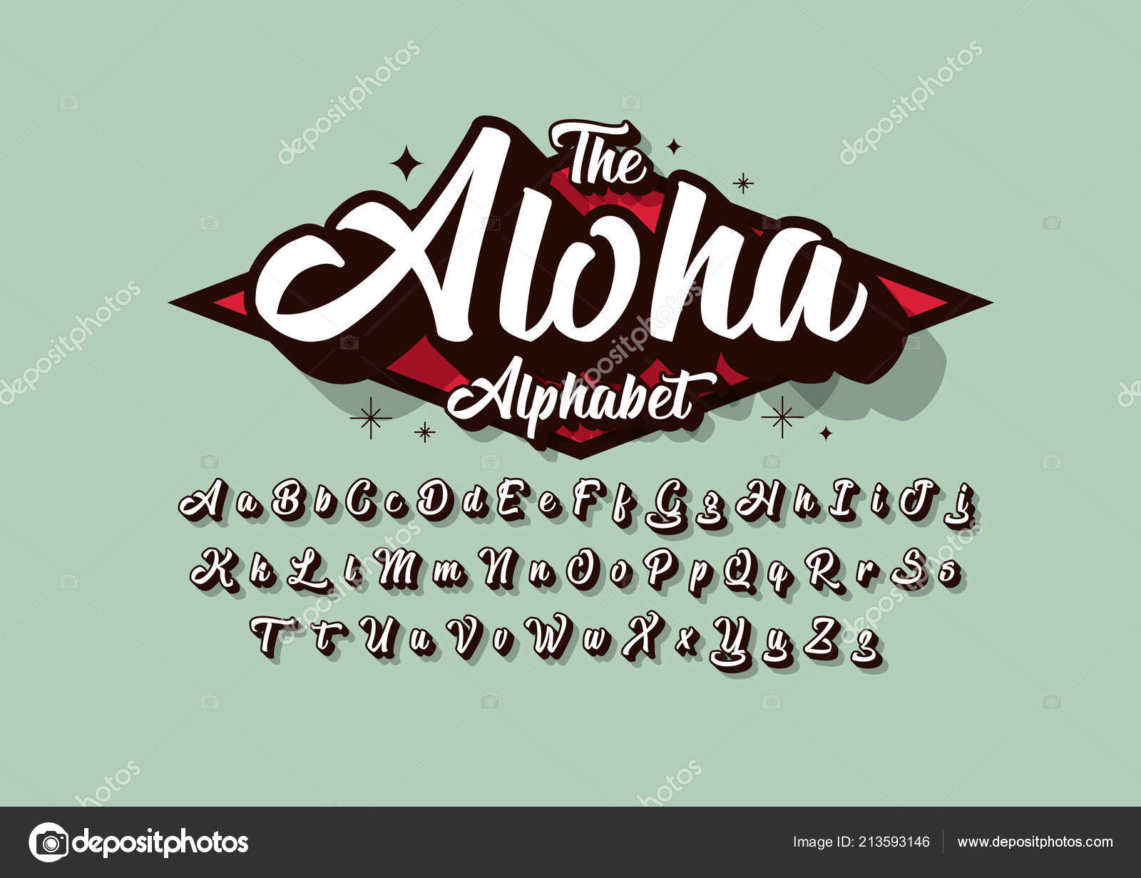 Aloha Design Font Alphabet Template Colorful Vector Illustration ...