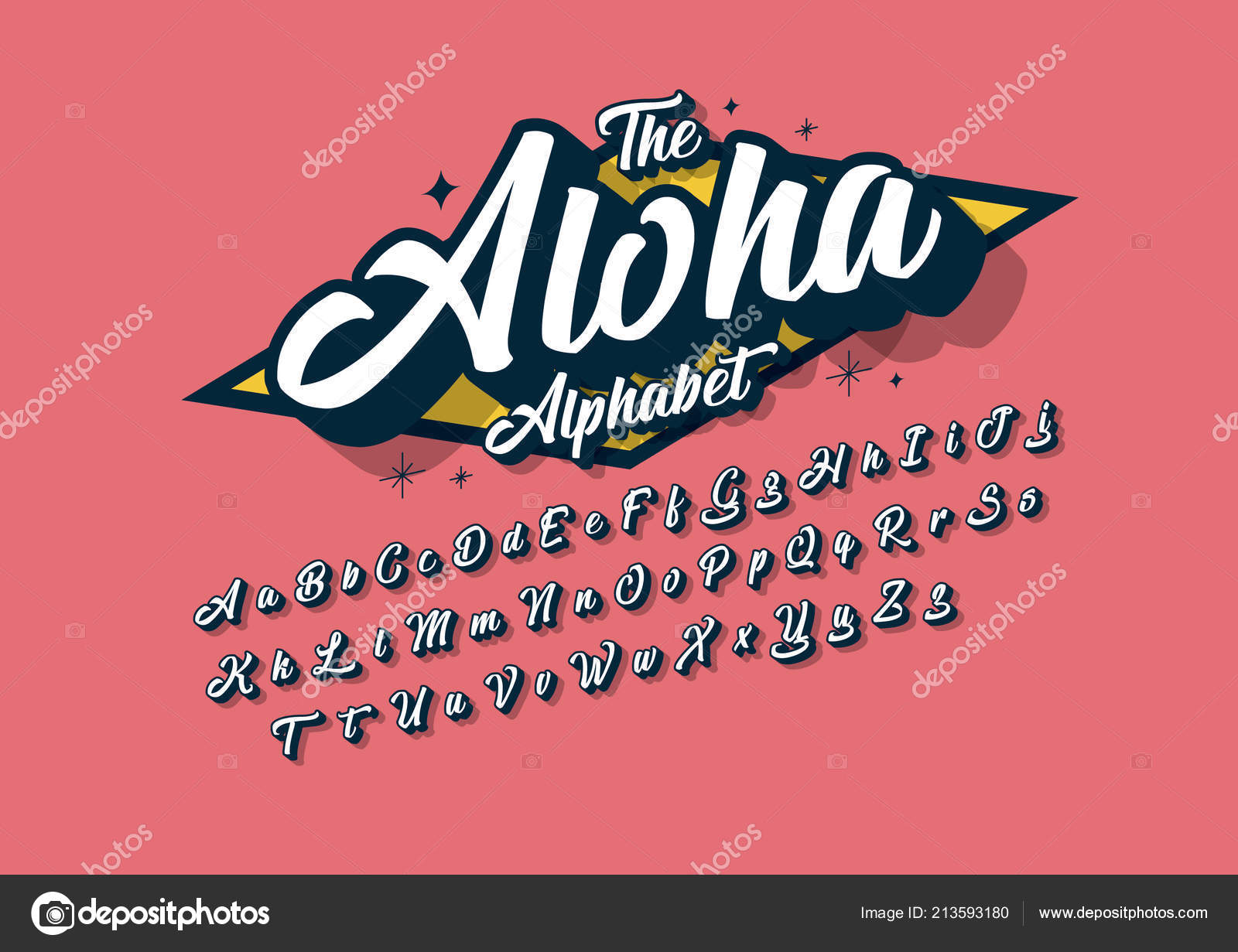 Aloha Design Fonte Modelo Alfabeto Ilustração Vetorial Colorida Fonte ...