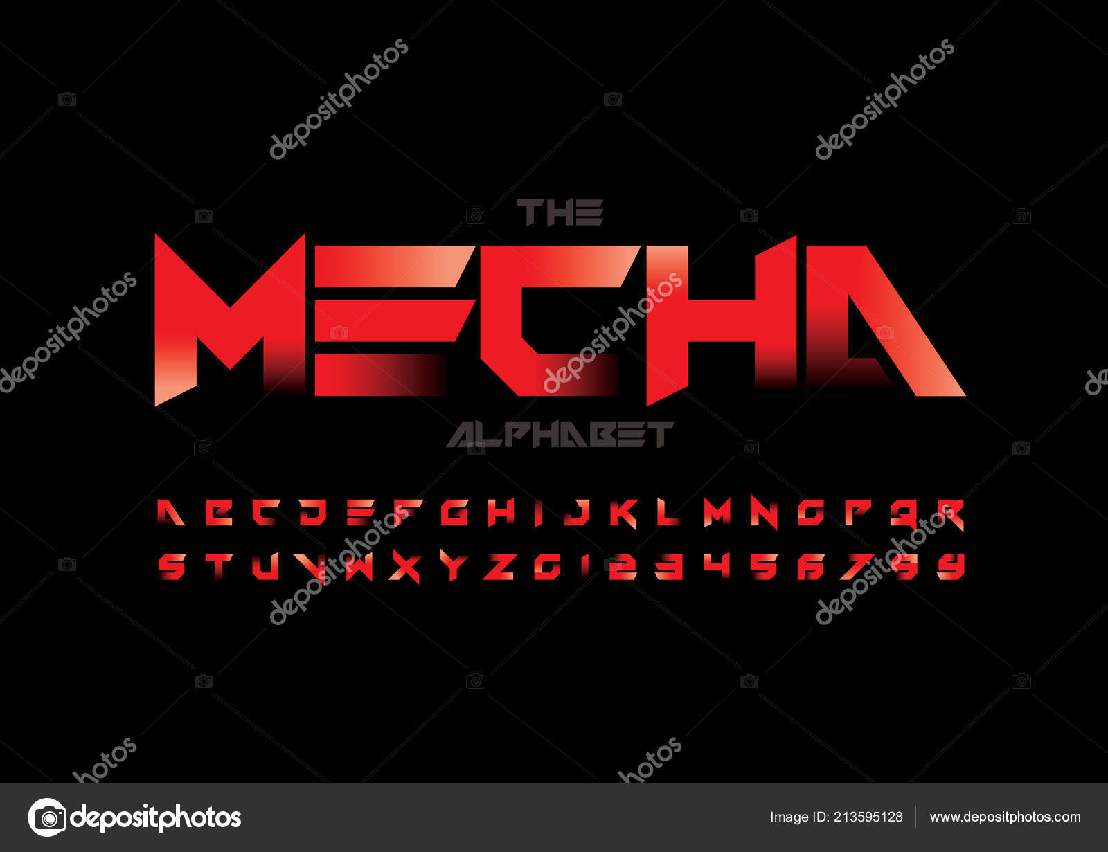 Mecha Design Font Alphabet Template Colorful Vector Illustration ...