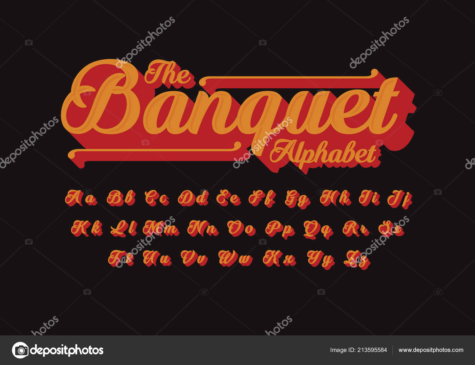 Fuente Diseño Banquete Plantilla Alfabeto Ilustración Vectorial ...