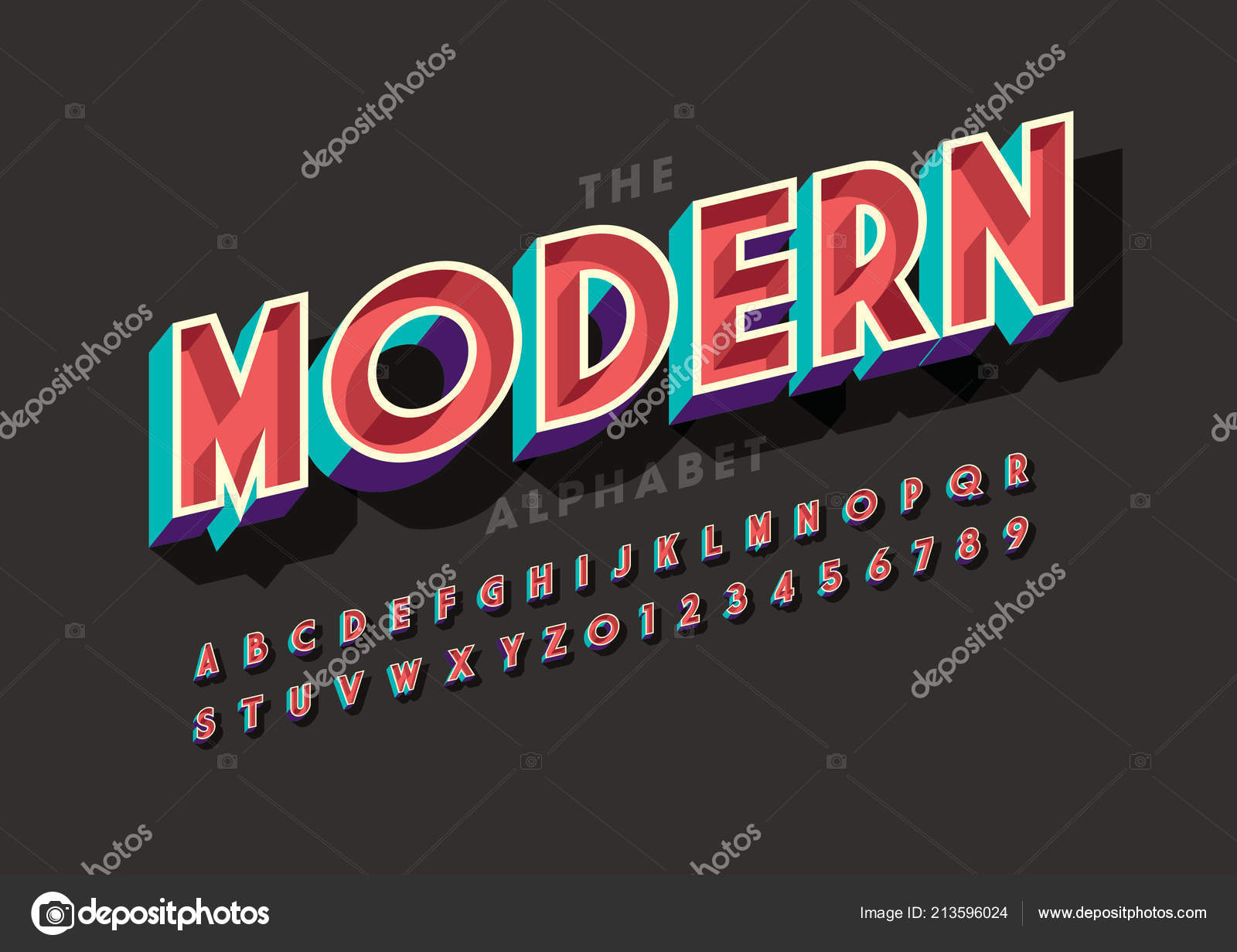 Modern Font Alphabet Template Colorful Vector Illustration Stock Vector ...
