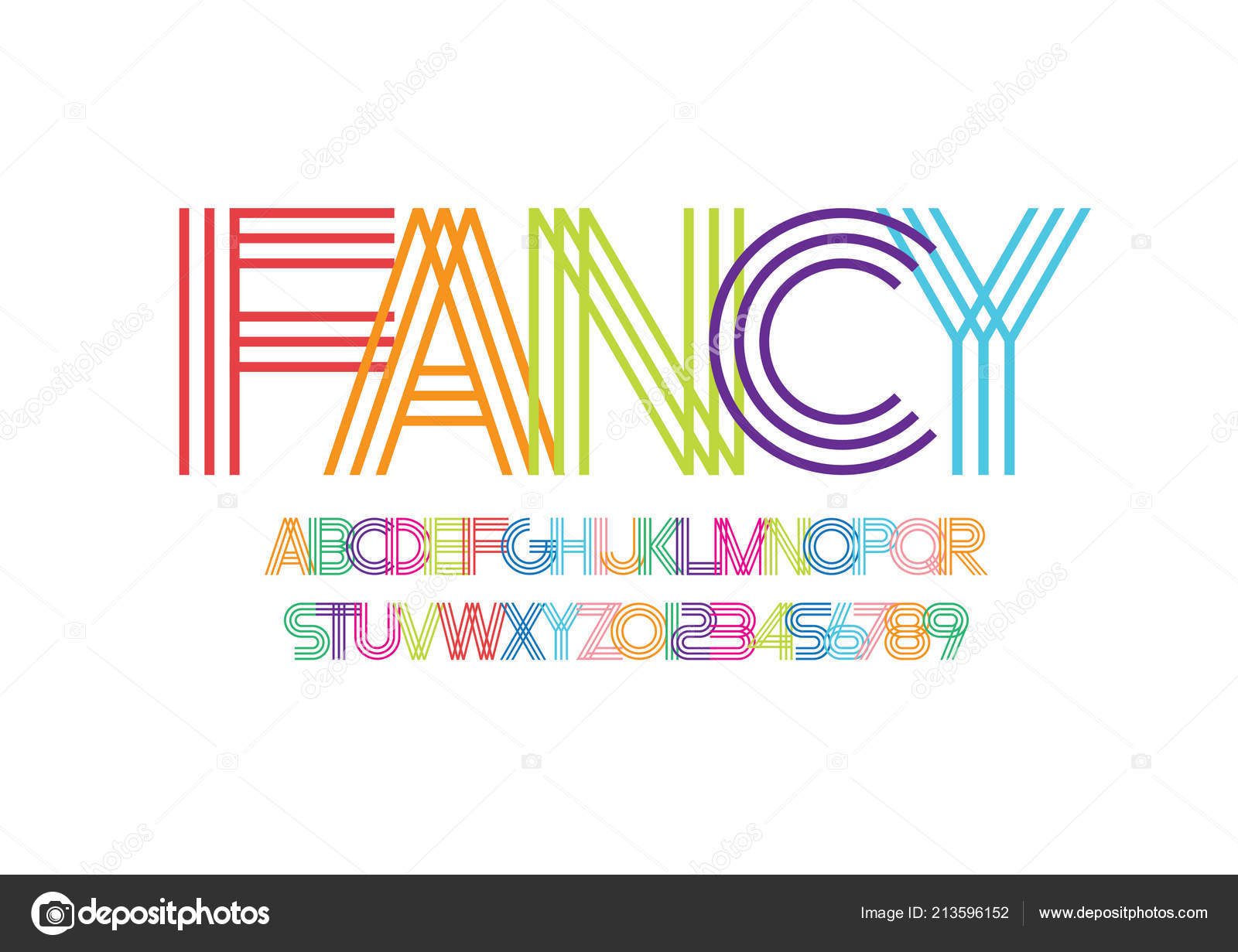 Fancy Design Font Alphabet Template Colorful Vector Illustration ...