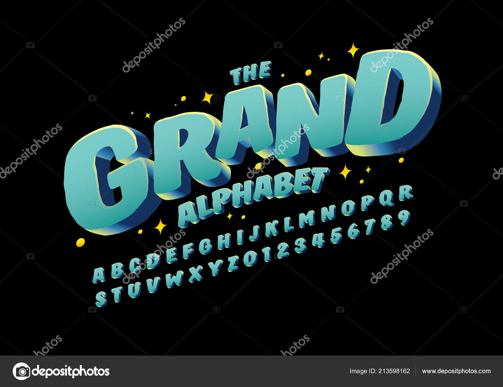 Grand Design Font Alphabet Template Colorful Vector Illustration ...