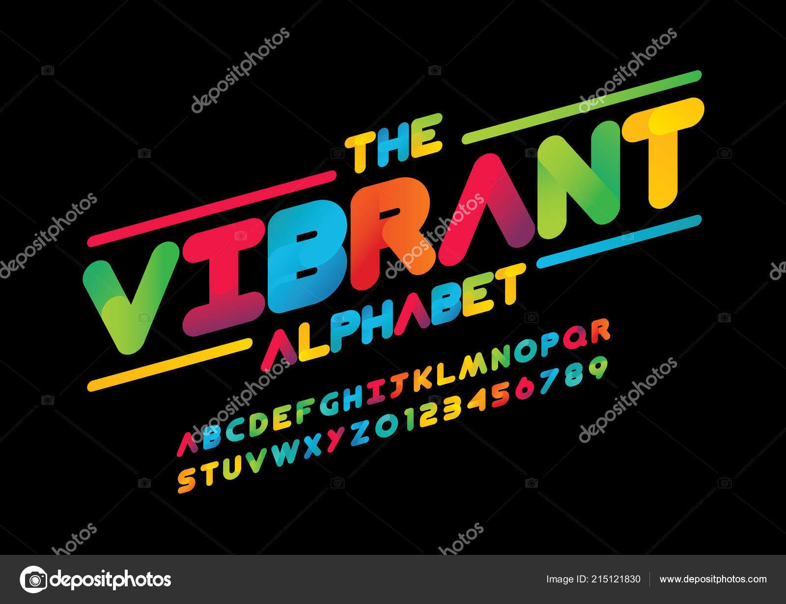 Vibrant Font Alphabet Template Colorful Vector Illustration Stylized ...