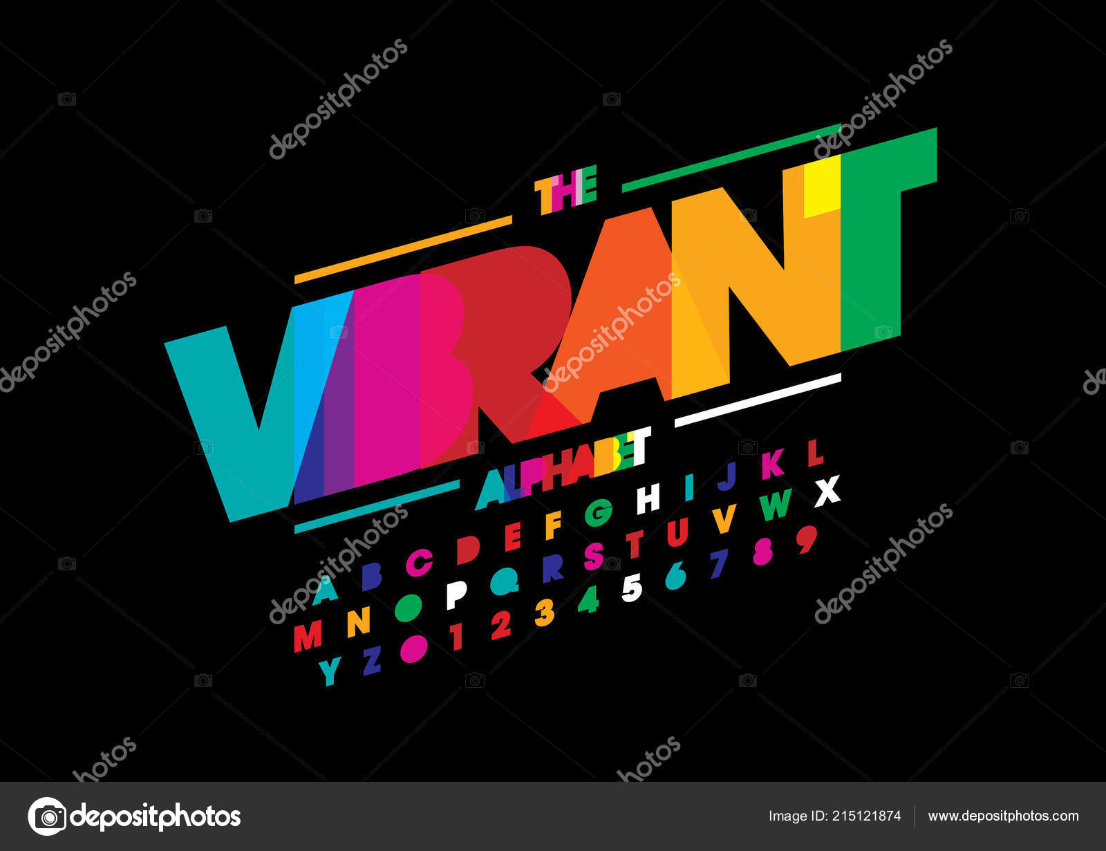 Vibrant Font Alphabet Template Colorful Vector Illustration Stylized ...
