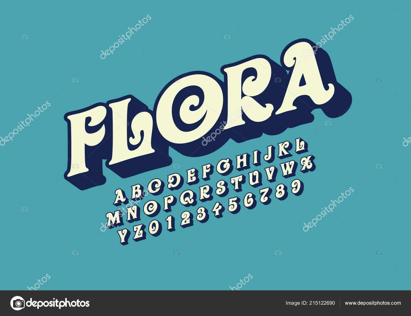 Flora Font Alphabet Template Colorful Vector Illustration Stylized ...