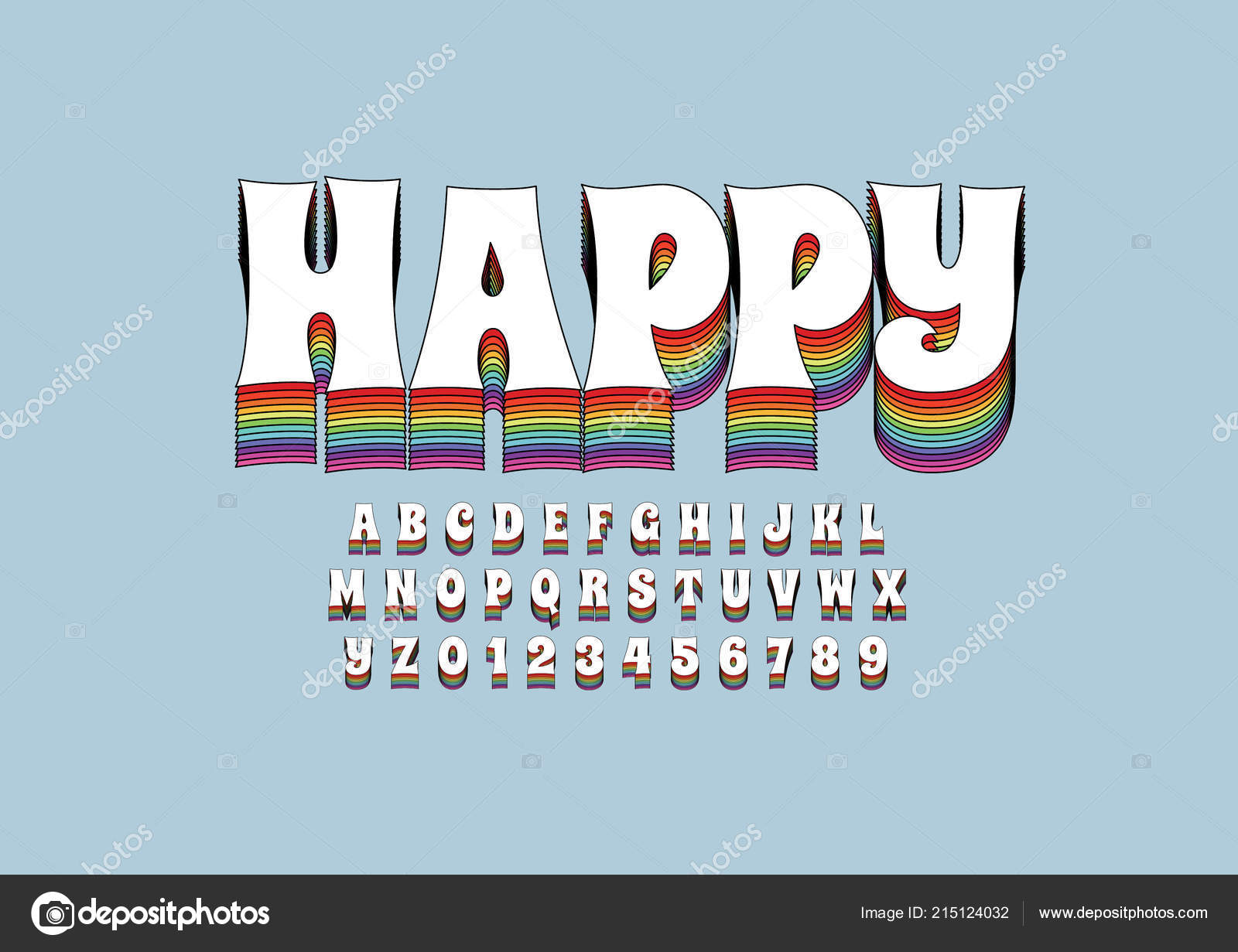 Happy Font Alphabet Template Colorful Vector Illustration Stylized ...