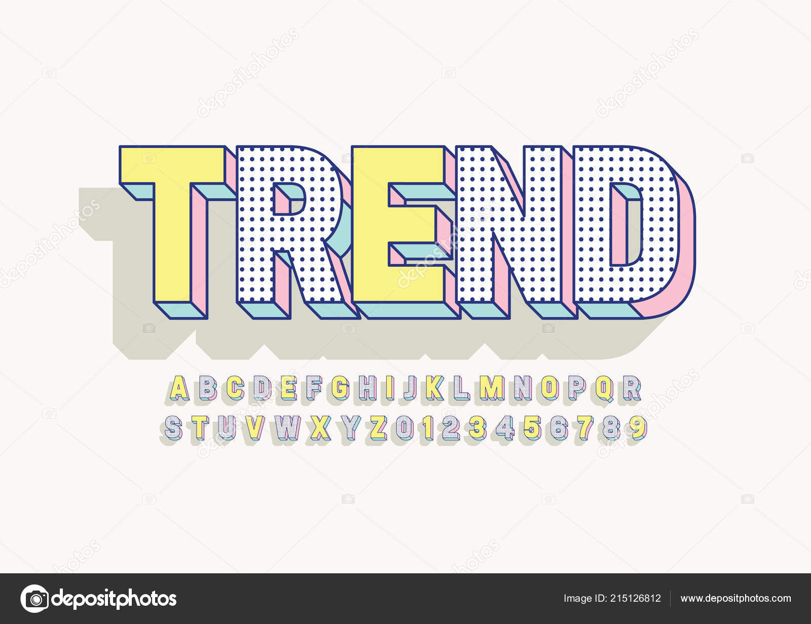 Trend Design Font Alphabet Template Colorful Vector Illustration ...