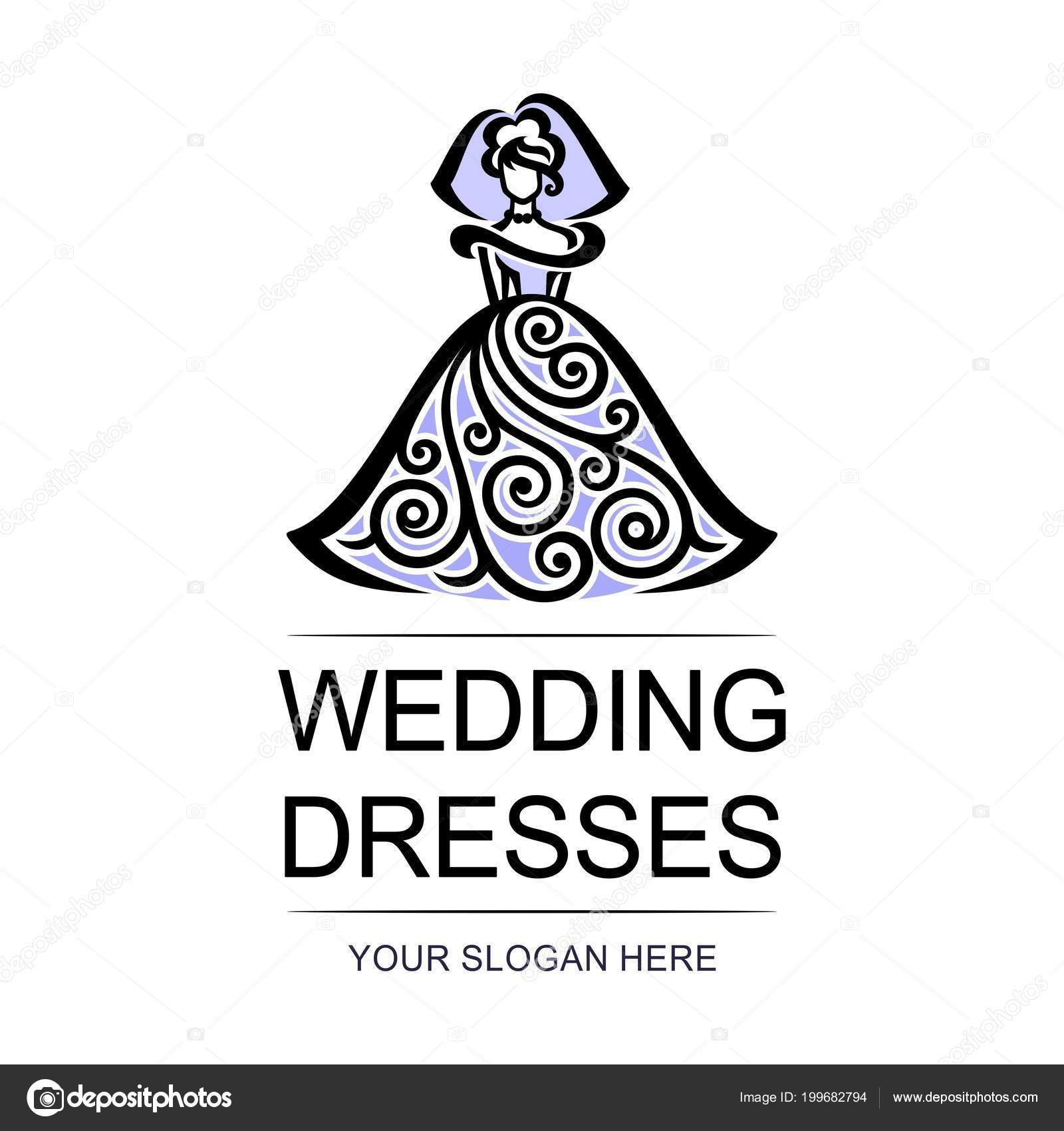 Vector Logo Wedding Dresses Illustration Bride Openwork Dress Stock ...