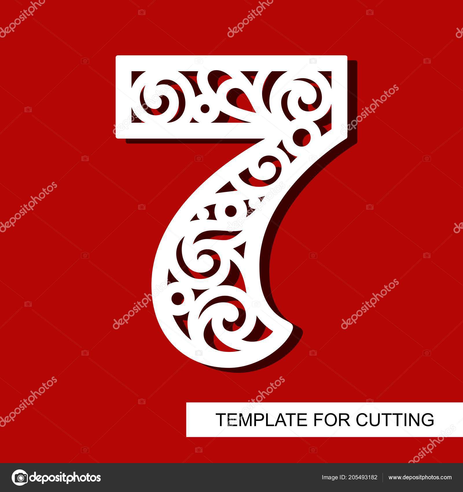 Número Siete Plantilla Para Corte Por Láser Talla Madera Corte Vector ...