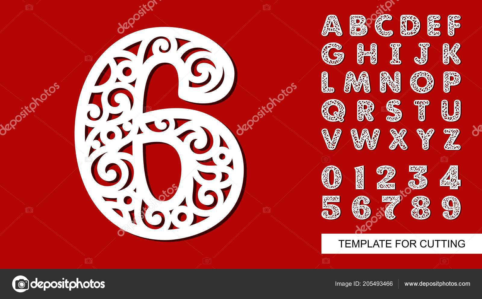 Number Six Full English Alphabet Digits Lace Letters Numbers Template ...