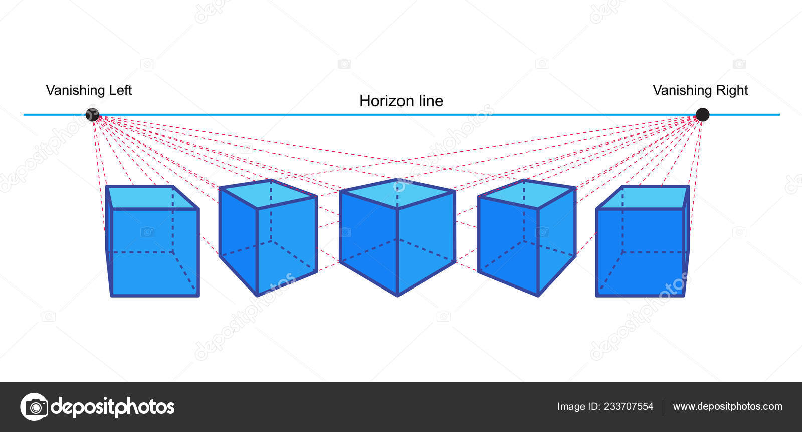 Perspective Drawing Isolated White Background Vector Illustration Stock ...