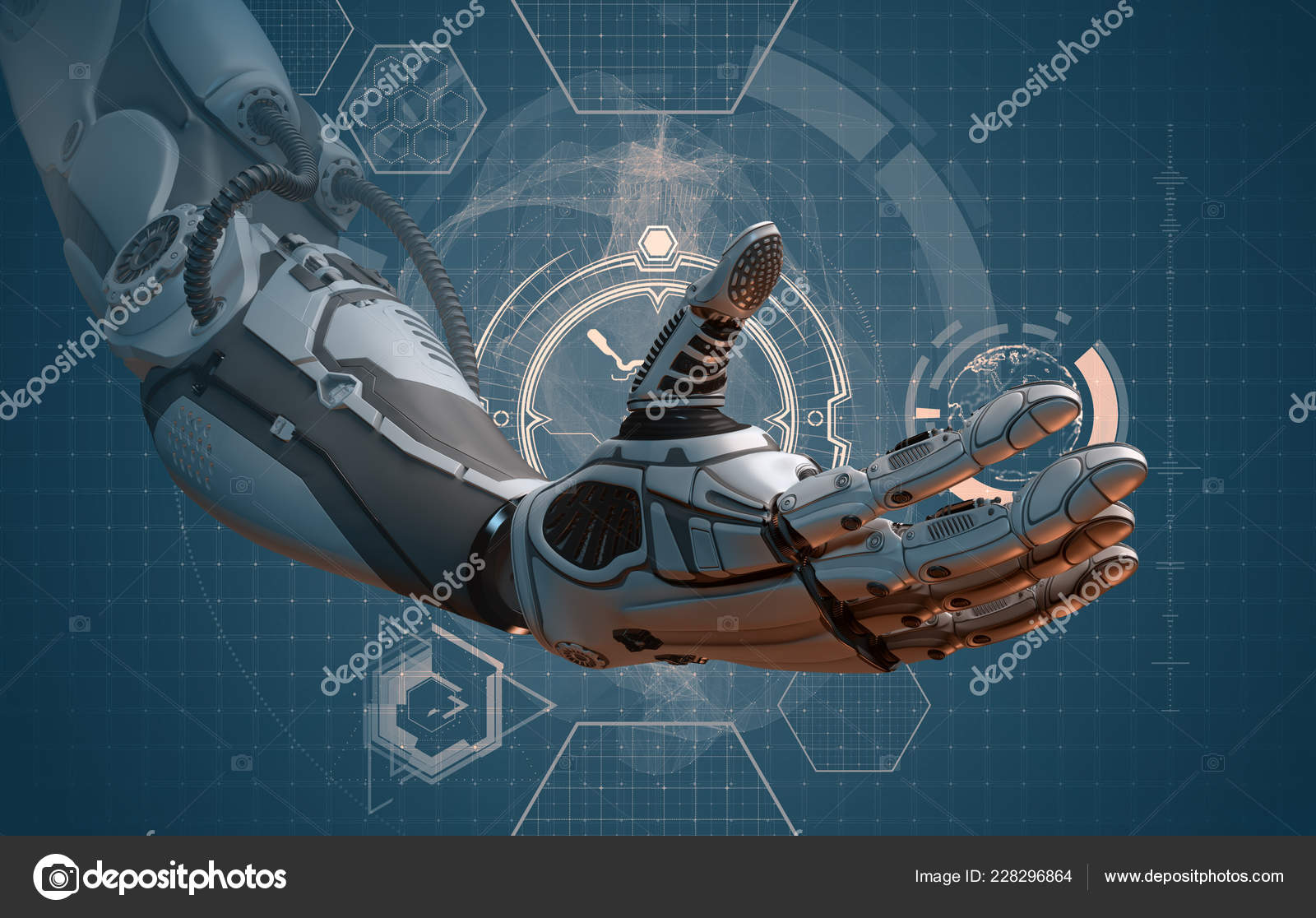 Robot Right Arm Highly Detailed Model Digital Modern Background ...