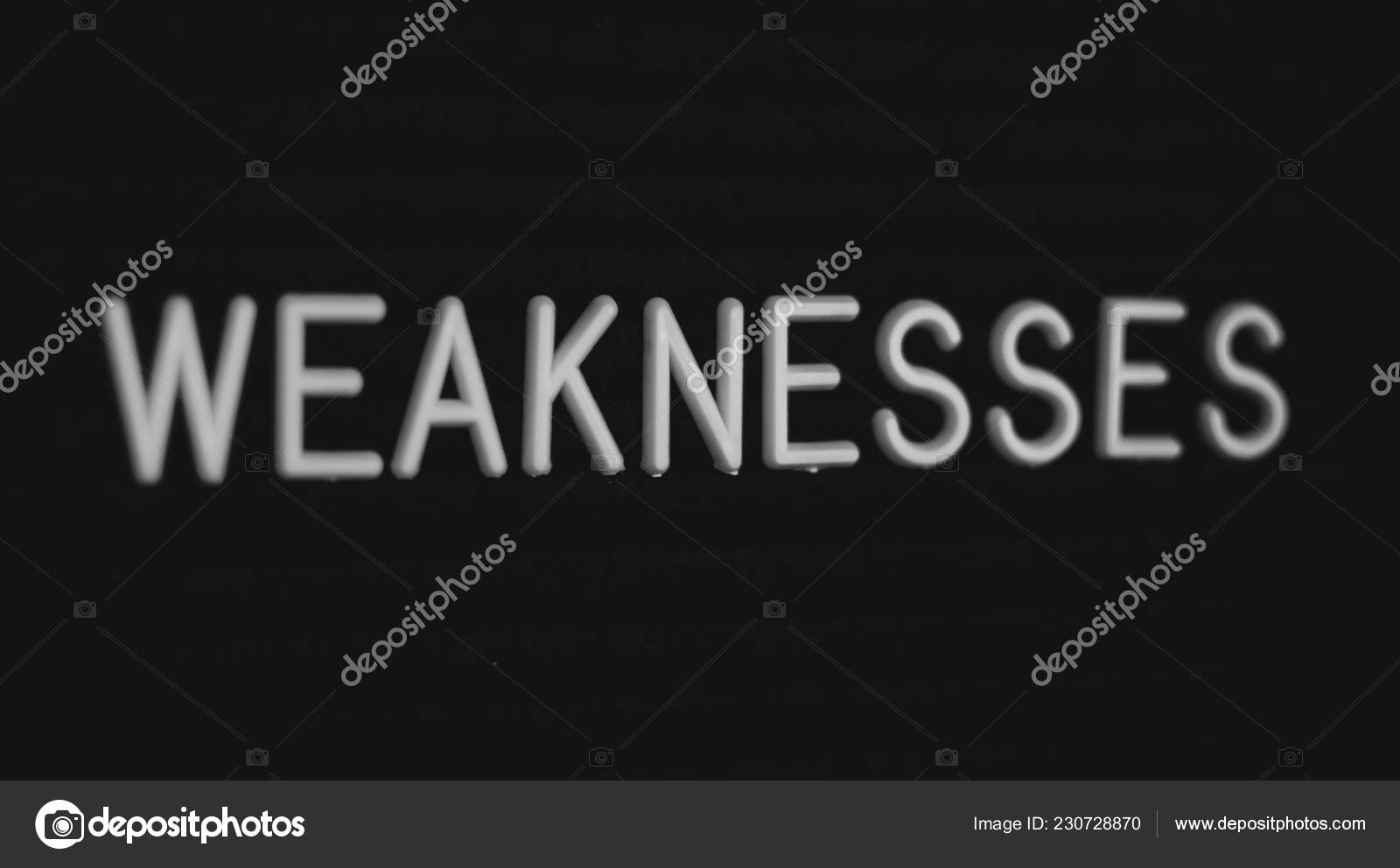 Word Weaknesses Written Letter Board White Letters Black Background ...