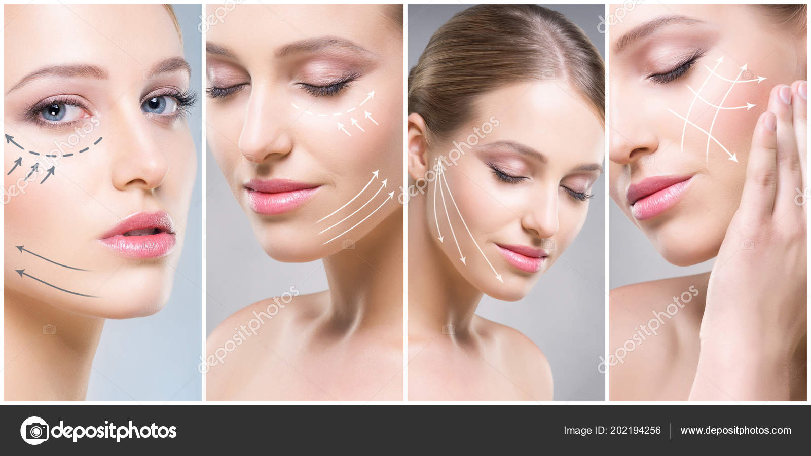 Human Face Collage Young Healthy Woman Plastic Surgery Medicine Spa ...