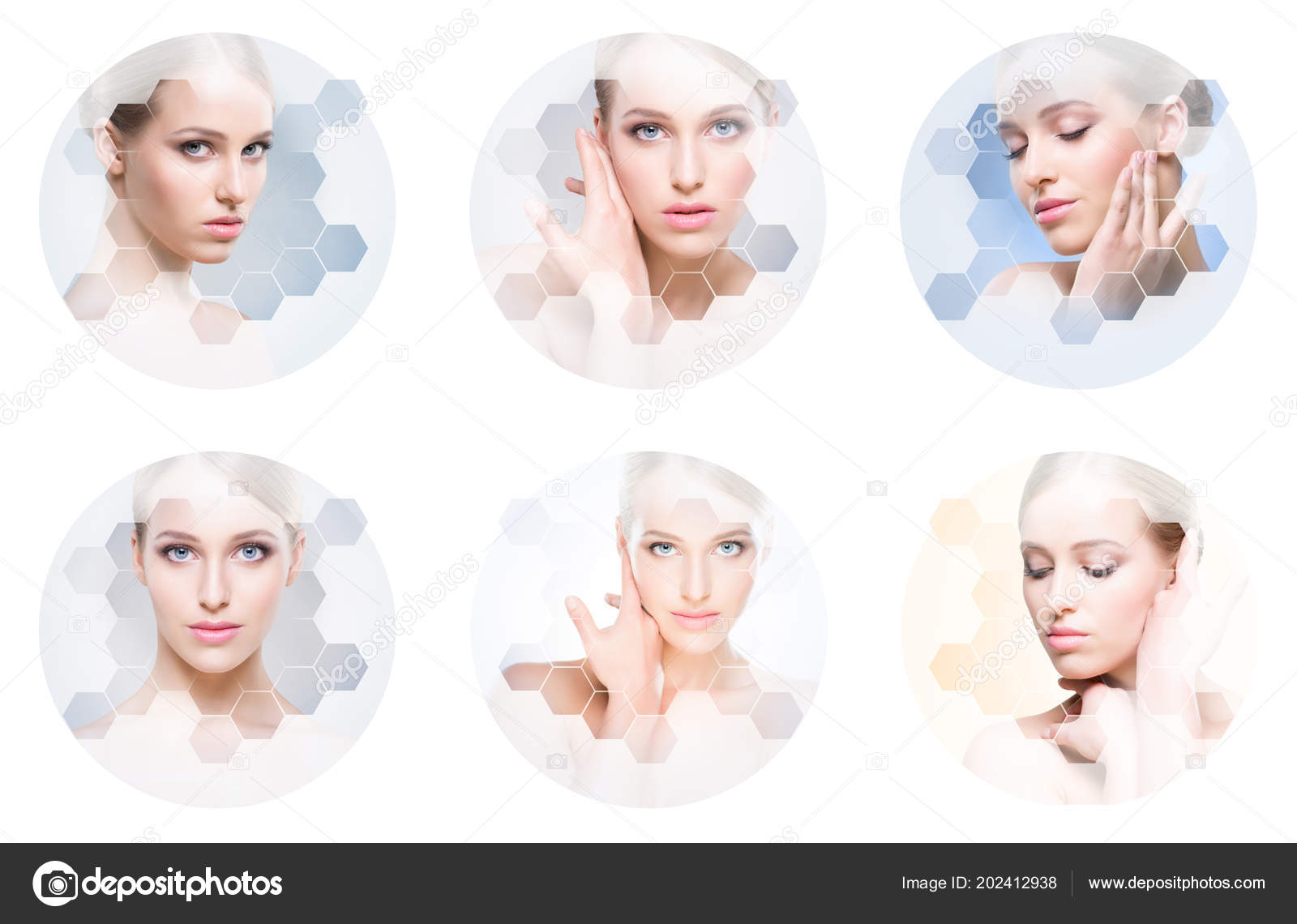 Collage Female Portraits Healthy Faces Young Women Spa Face Lifting ...