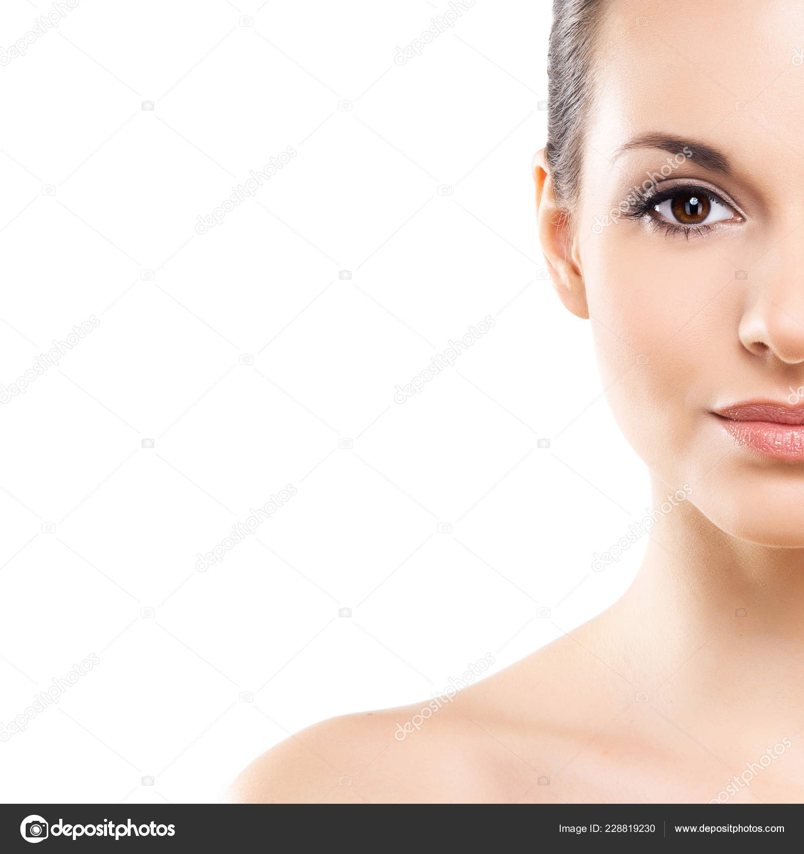 Human Face Isolated White Background Spa Portrait Beautiful Fresh ...