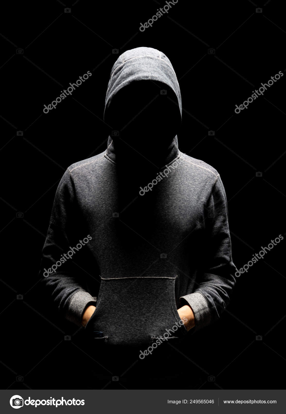 Portrait Computer Hacker White Mask Hoodie Obscured Dark Face Data ...