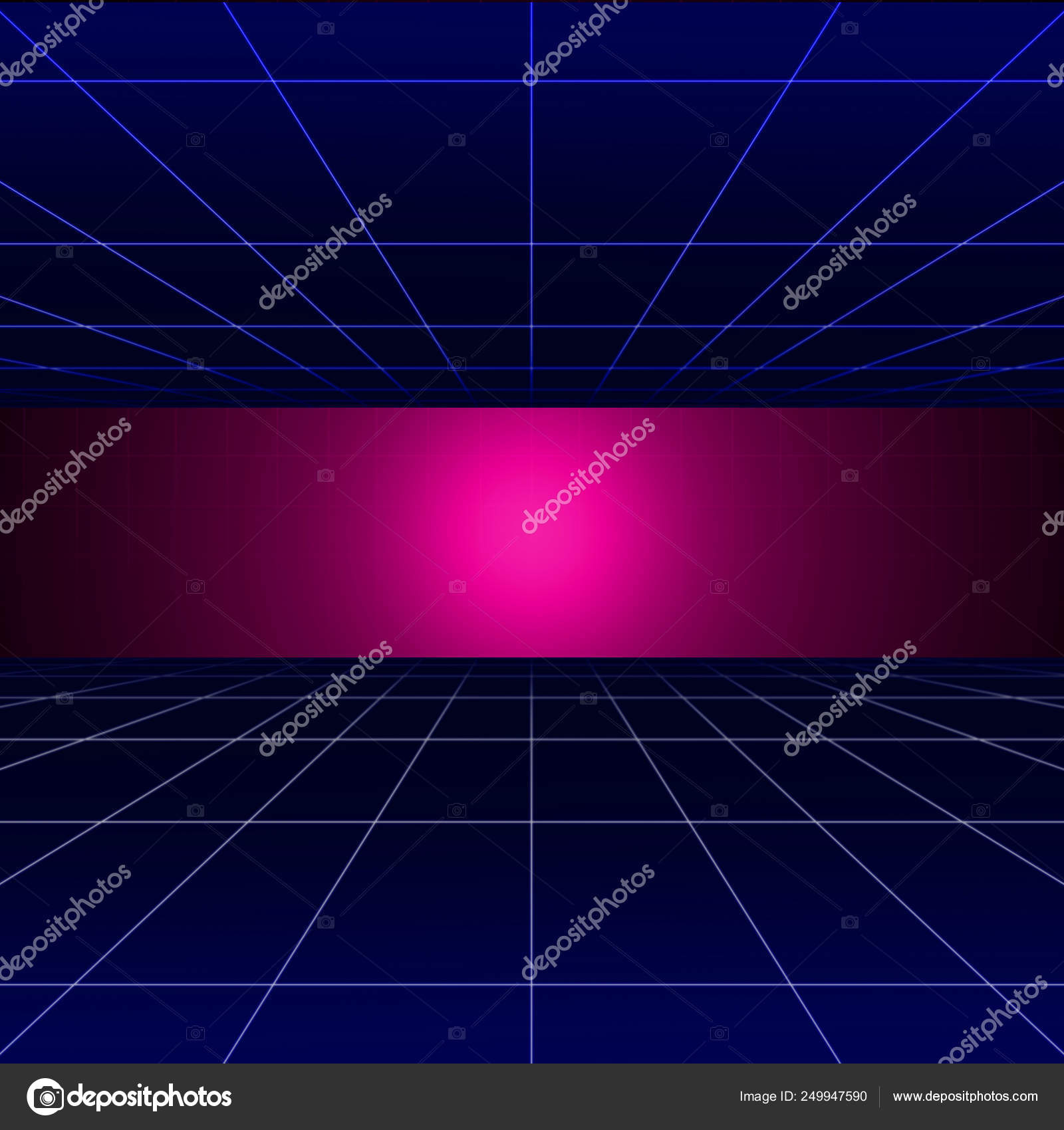 Glowing Neon Light Background Template Retro Video Games Futuristic ...