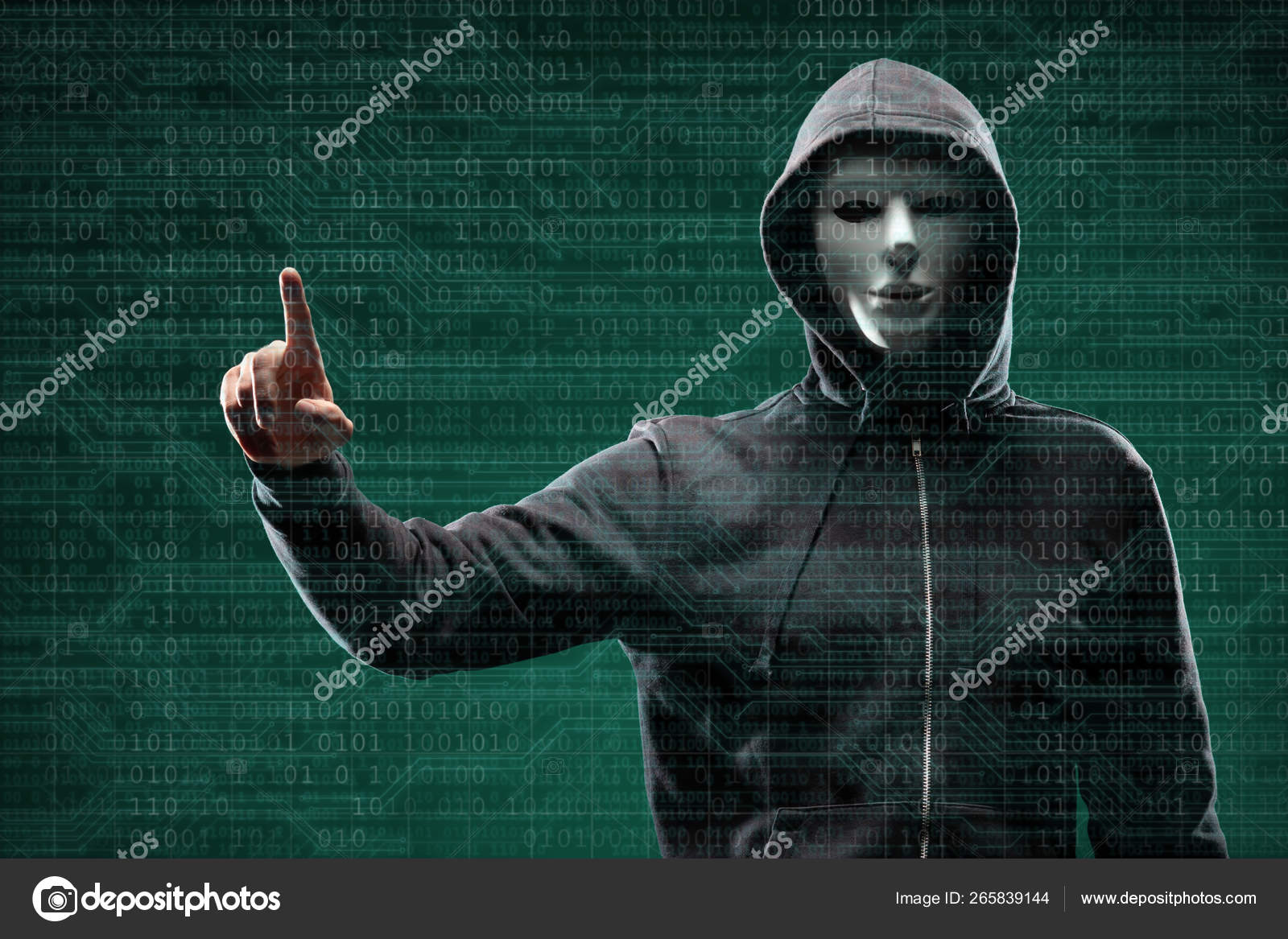 Dangerous Hacker Abstract Digital Background Binary Code Obscured Dark Face — Stock Photo ...