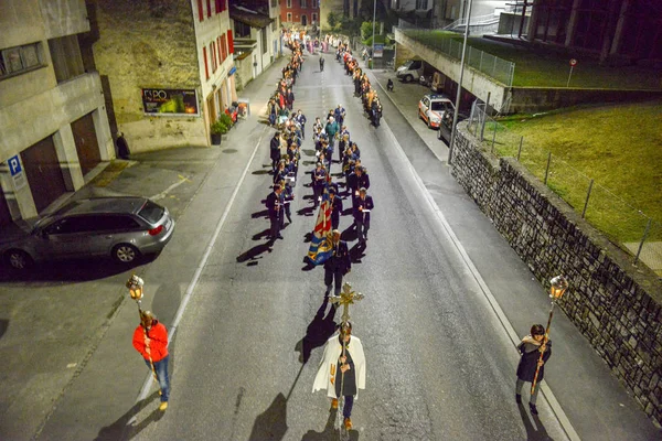 Catholic procession at Agno in Switzerland — Stock Editorial Photo ...