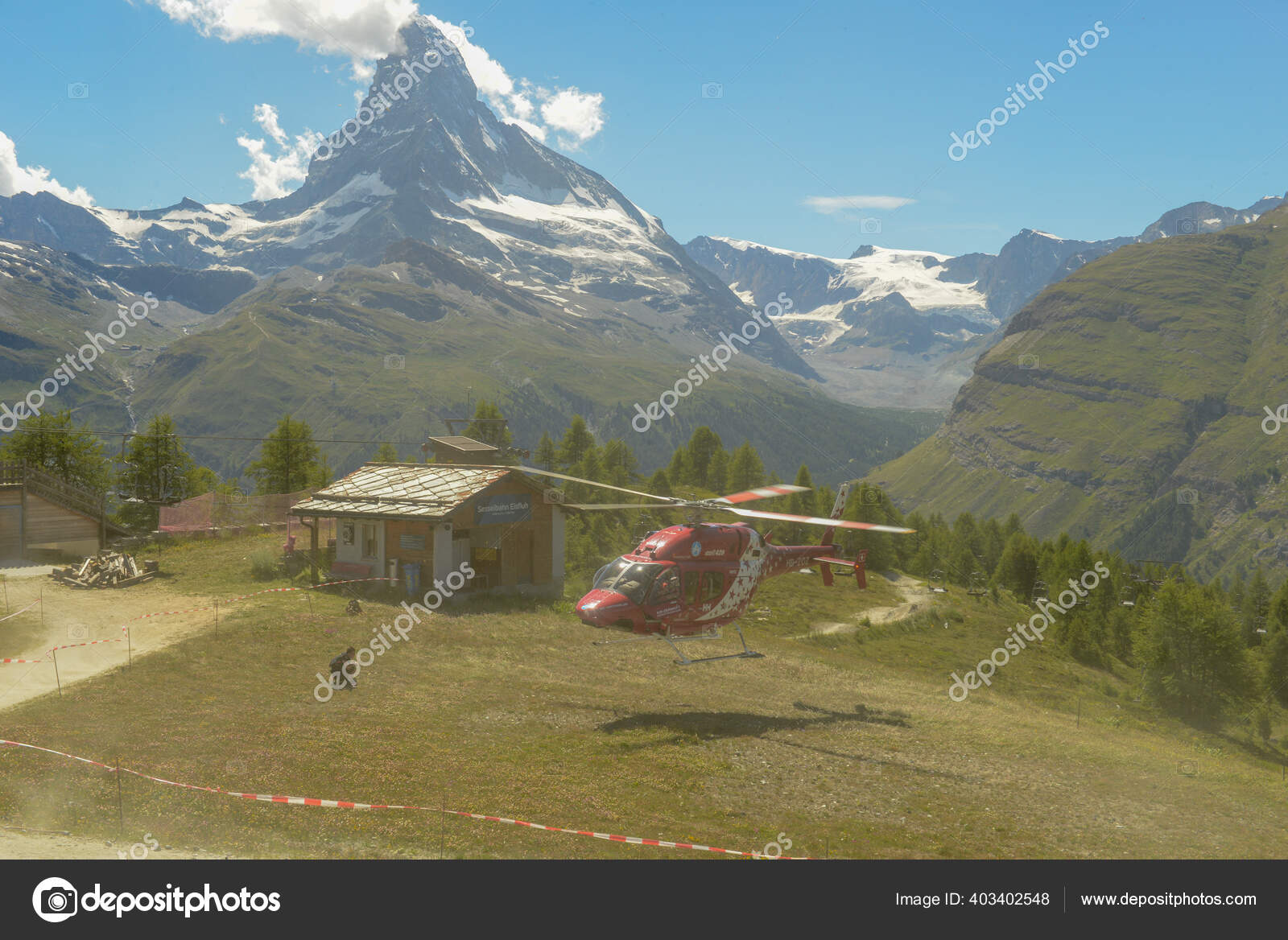 Zermatt Switzerland June 2020 Helicopter Landing Rescue Operation ...