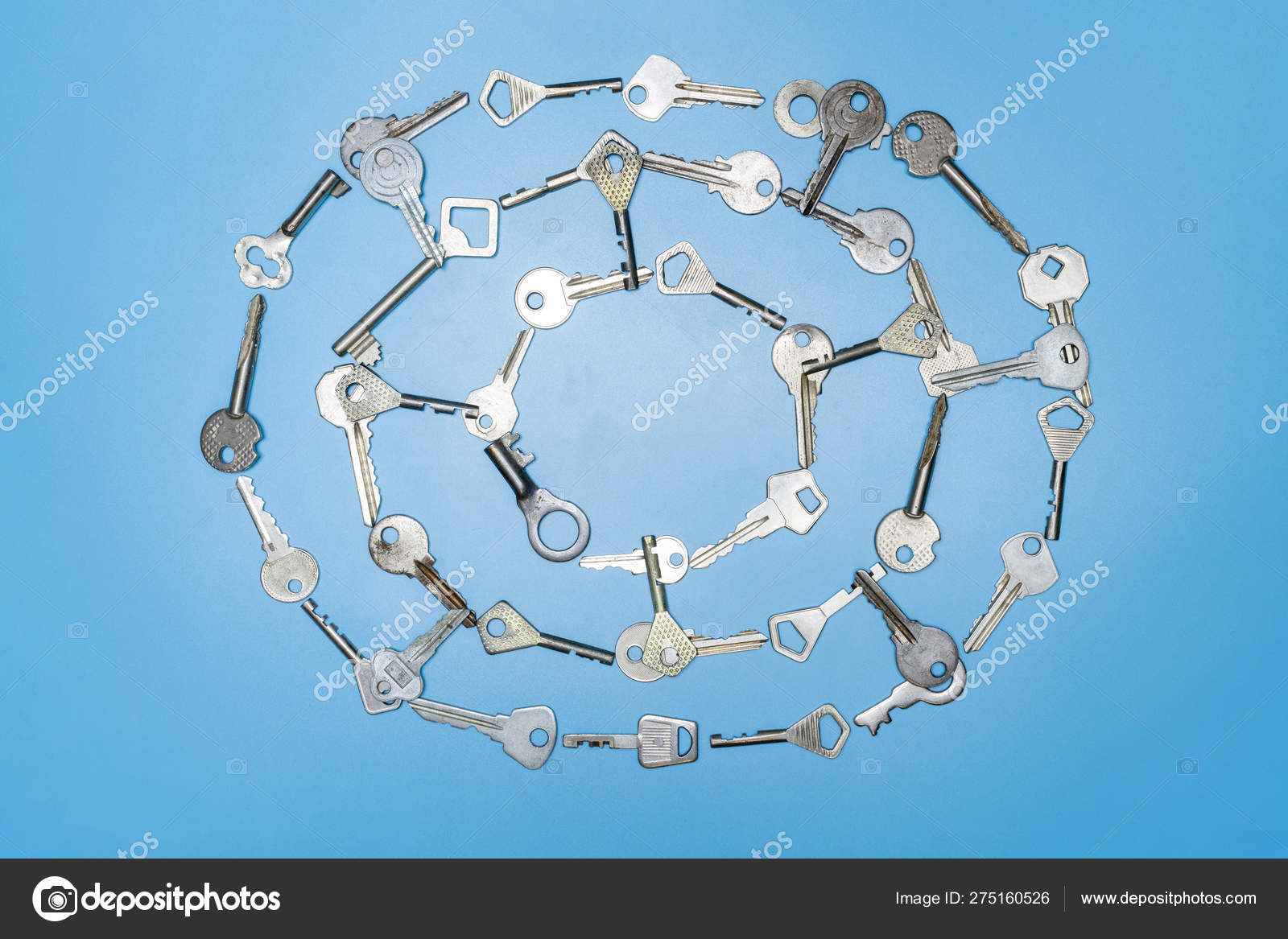 Keys set in spider web shape. Security and protection concept. Choosing ...