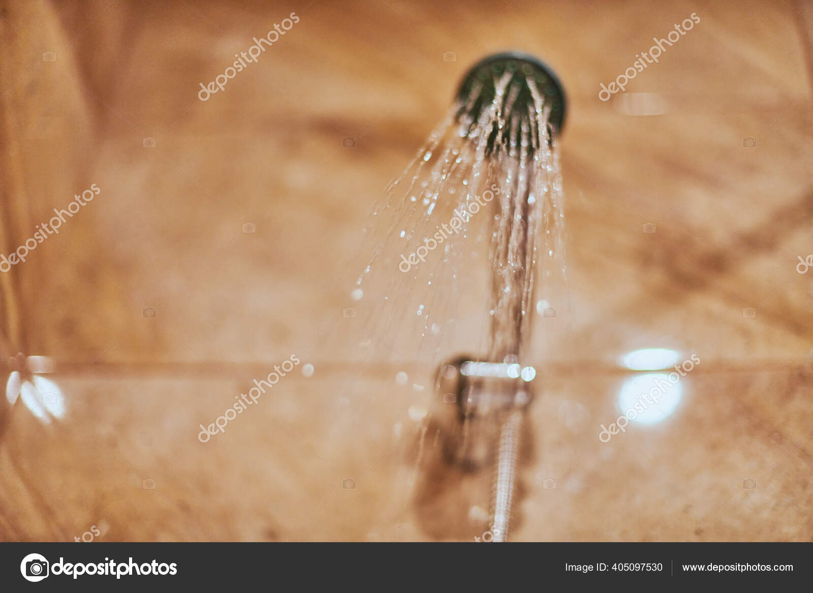 Showerhead Bathroom Shower Head Blurred Hot Water Drops Take Fresh ...