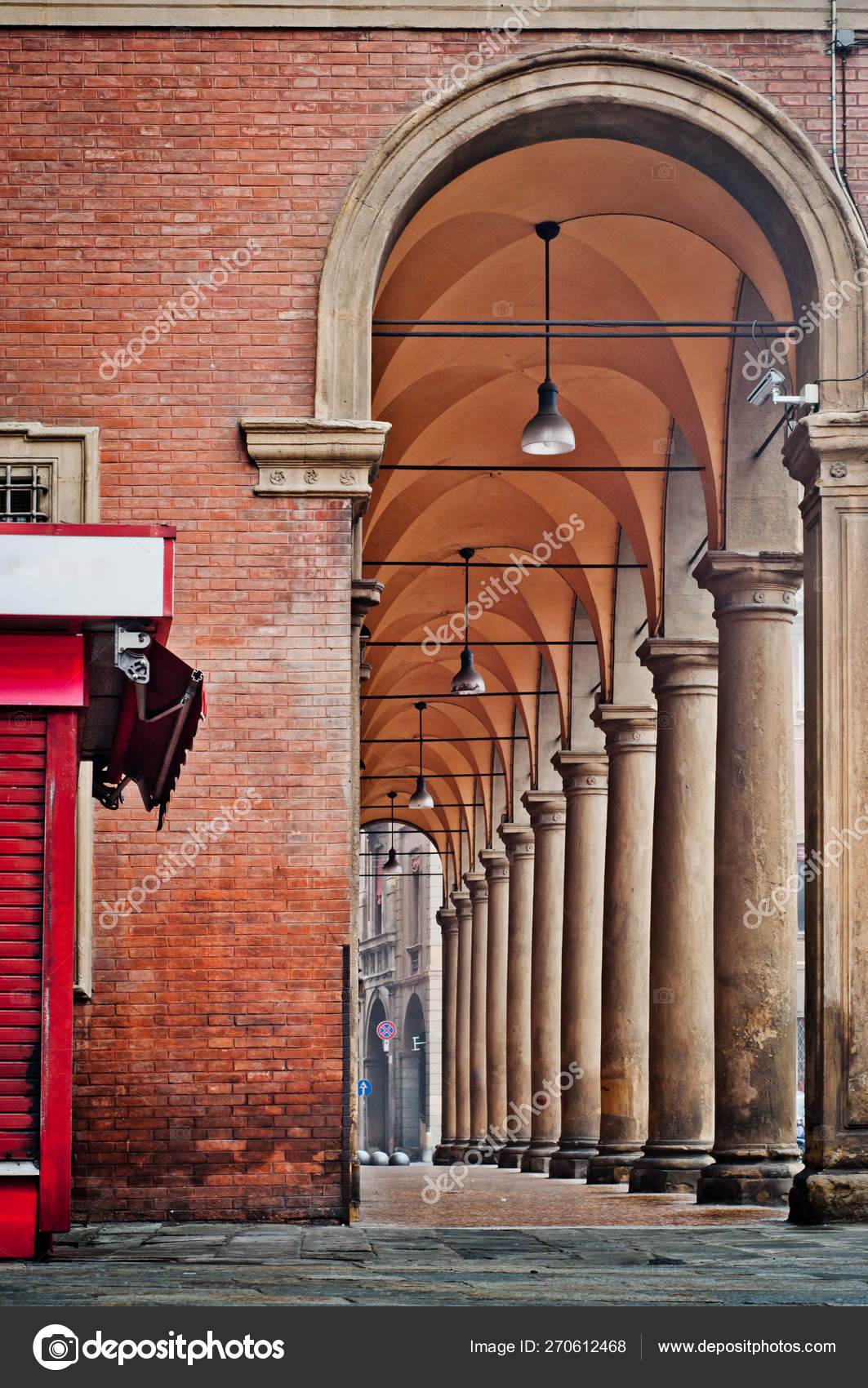 Arches of an old building in Bologna Italy. Architectural detail Stock ...
