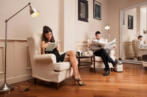 Side View Sexy Couple Business Colleagues Workplace Office — Stock