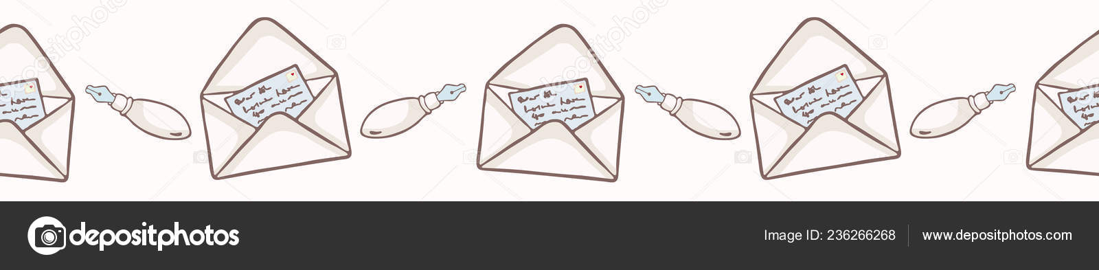 Vector Envelope Hand Written Note Card Fountain Pen Seamless Vector ...