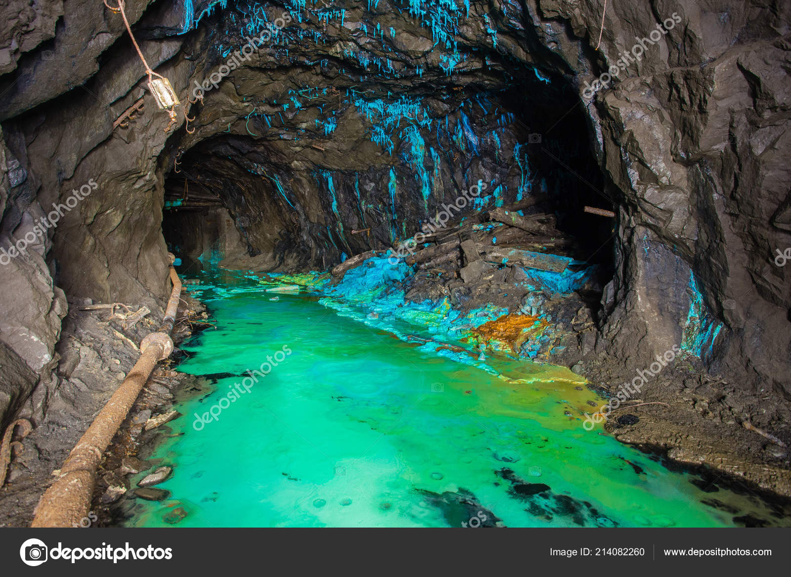 Old Copper Malachite Mine Underground Tunnel Green Dirt Stock Photo by ...