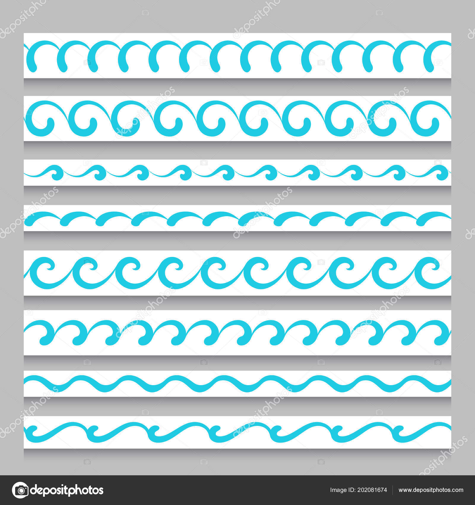 Set Simple Wavy Borders Ornamental Masking Tapes Swirly Patterns Stock ...