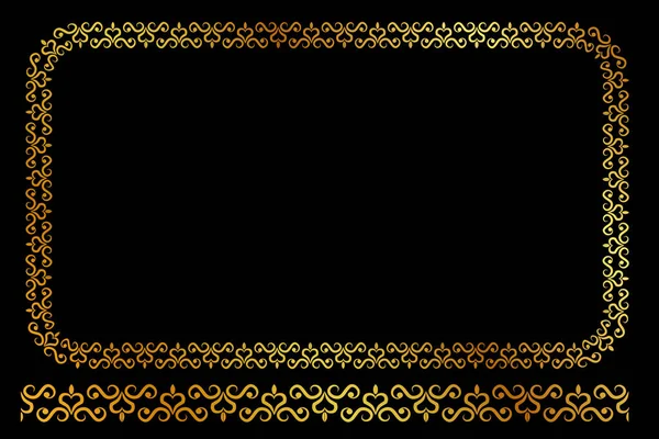 Vector Golden Rectangle Floral Frame Black Background Stock Vector by ...