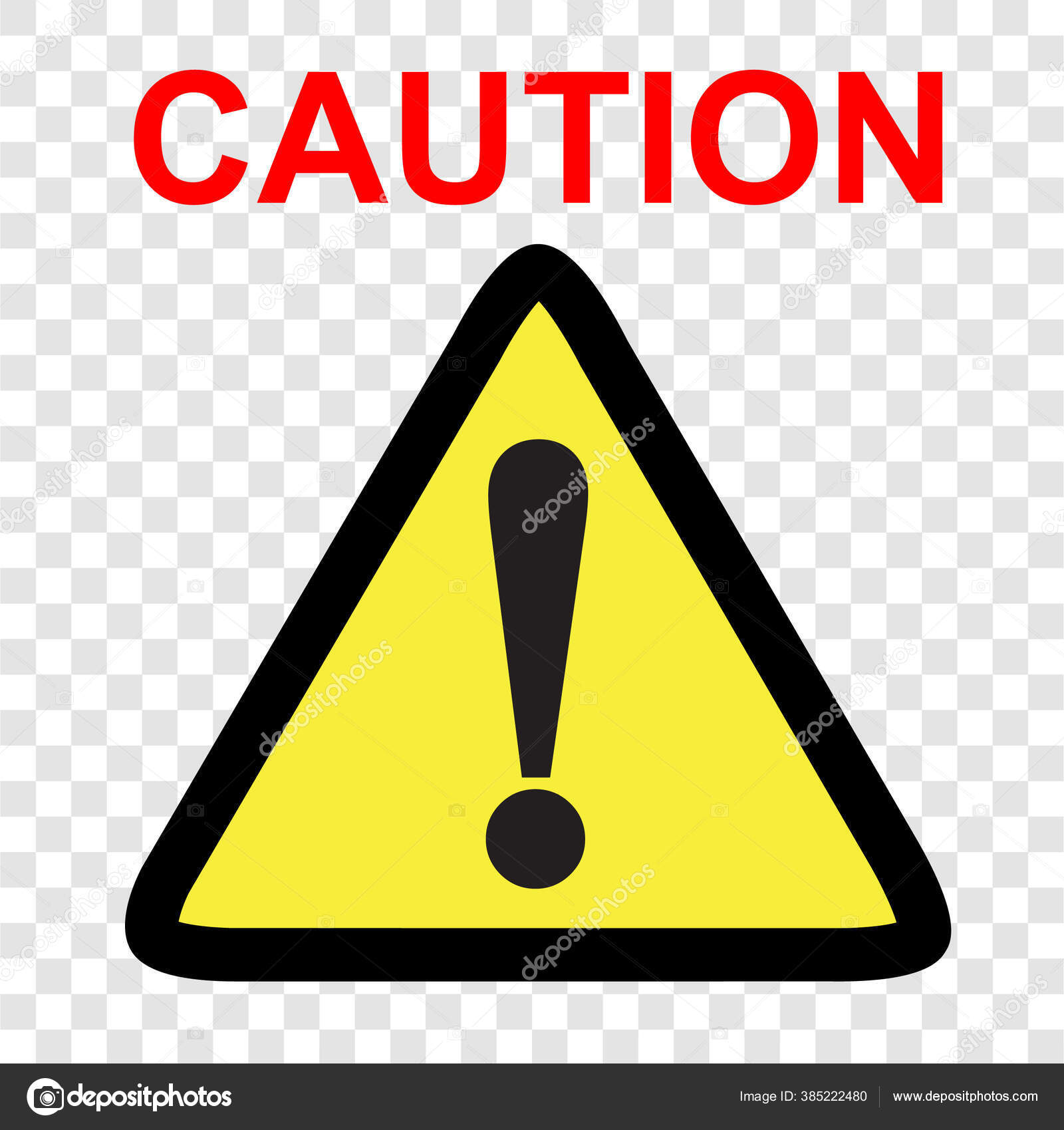 Simple Vector Sign Caution Transparent Effect Background Stock Vector ...
