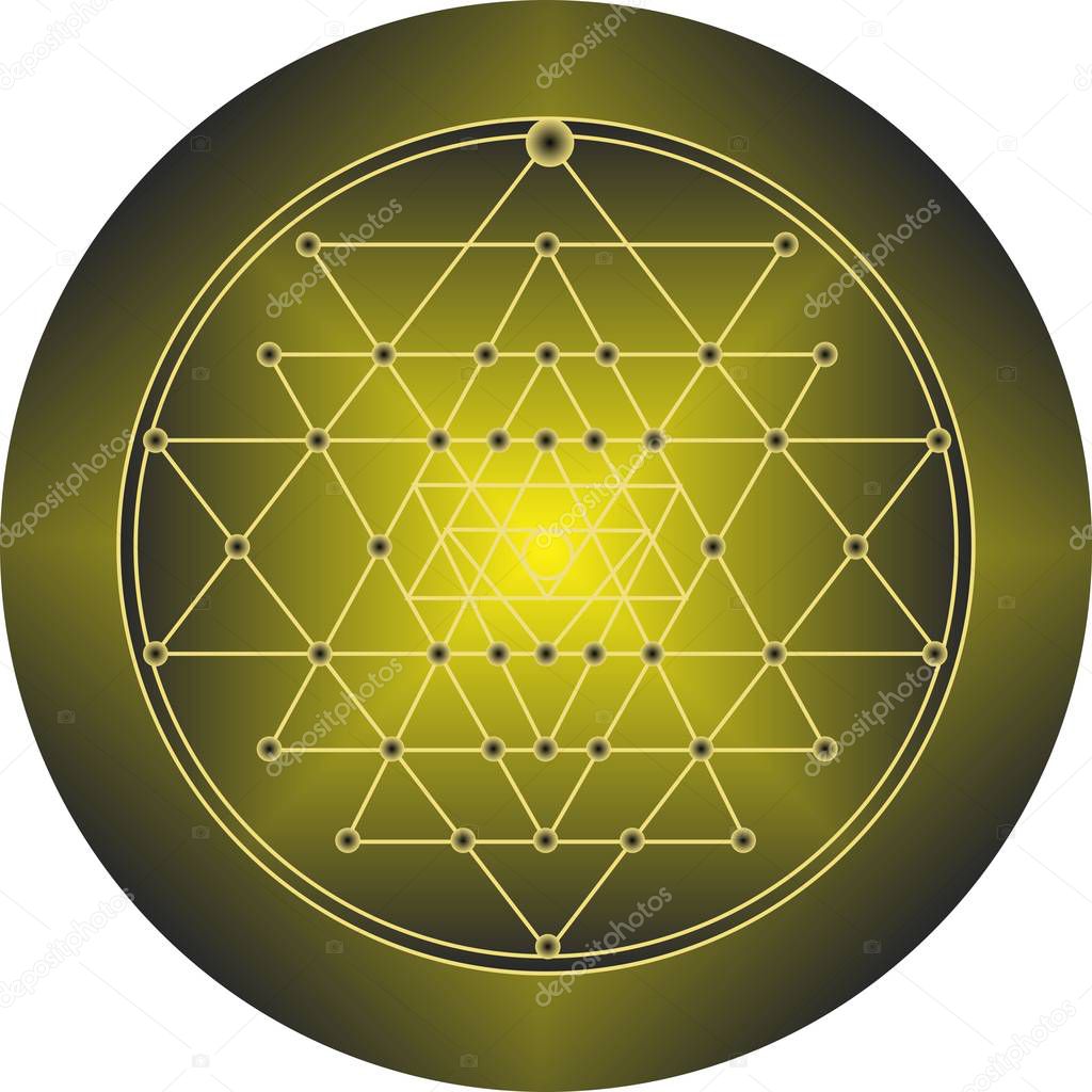 Geometría Sagrada - Sri Yantra Dorado, patrón hexagrama, ilustración ...