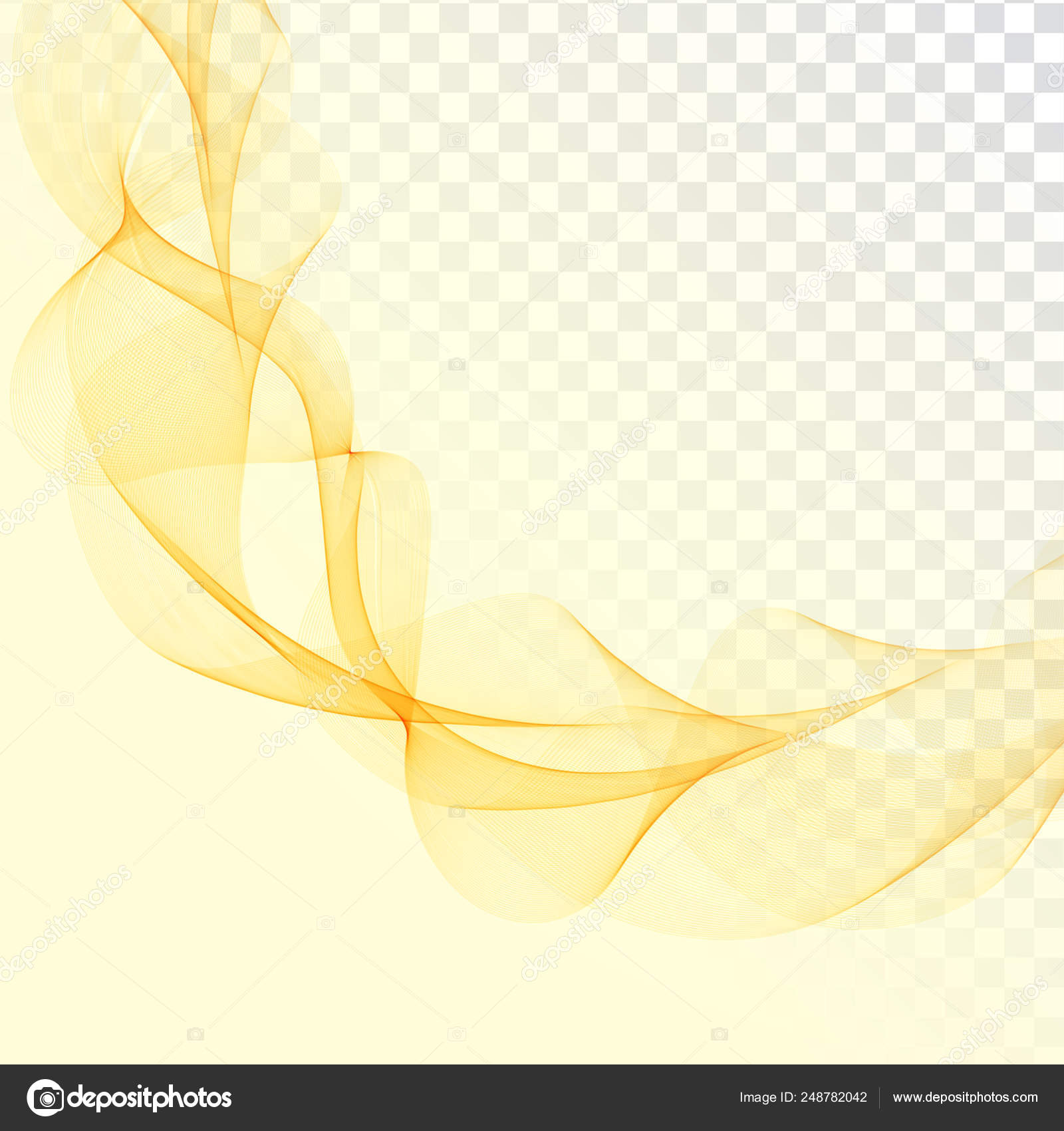 Abstract yellow wave design on transparent background Stock Vector by ...