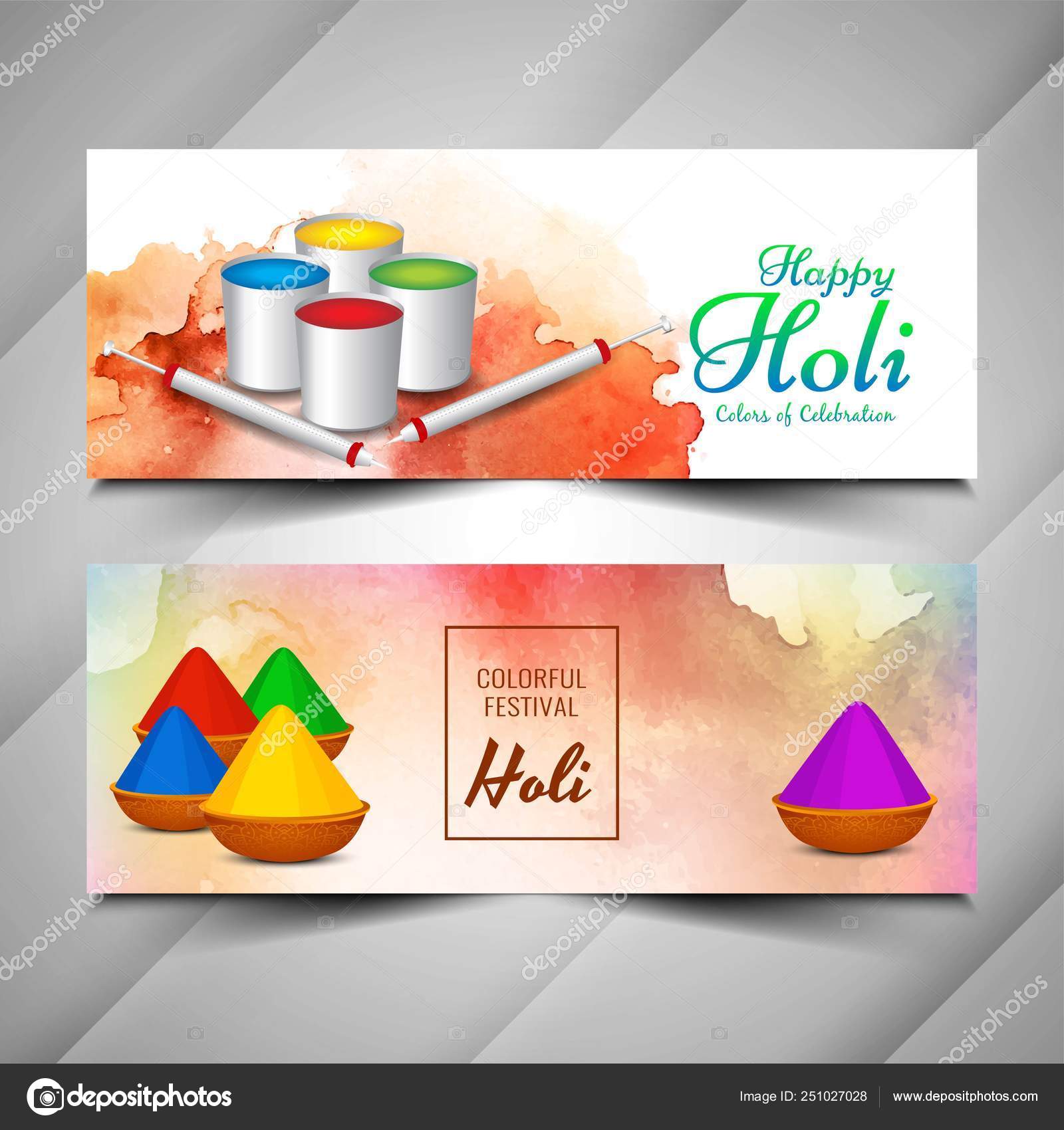 Abstract beautiful Happy Holi banners set Stock Vector Image by ...