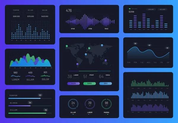 Infographic dashboard ui interface template. Modern admin panel data ...