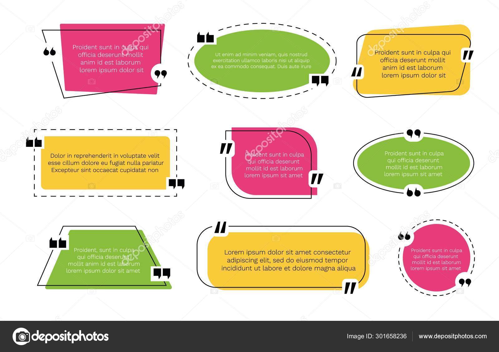 Colored textbox shapes. Vector text space mention, quote box speech ... Colored textbox shapes. Vector text space mention, quote box speech ...