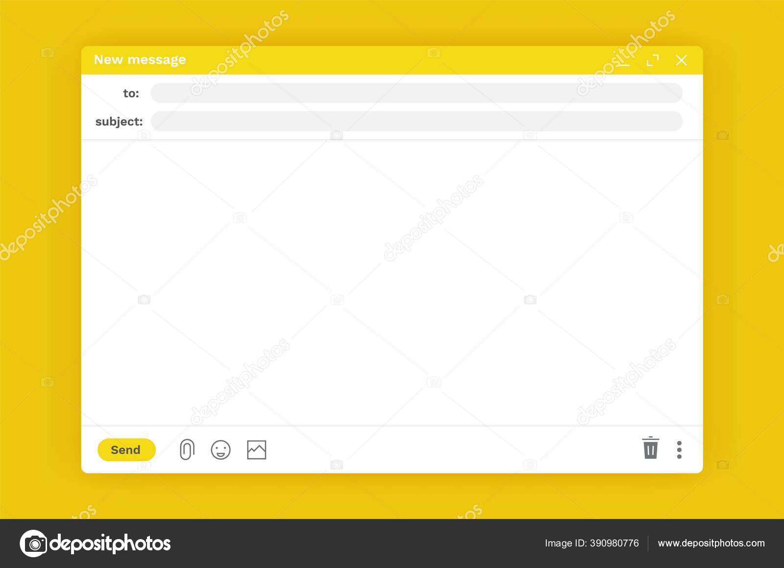 Email blank screen design template. Vector mail window interface, message internet website panel ...