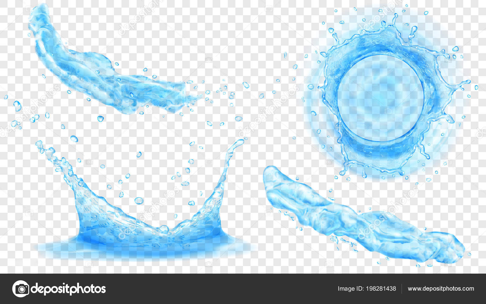 Top View Side View Translucent Water Crowns Drops Two Splashes Stock ...